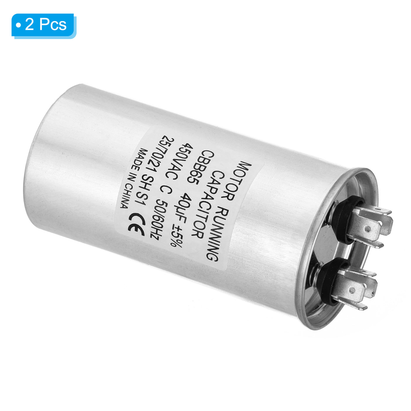 CBB65 40uf Run Capacitor, 40mfd 2Pcs AC 450V Aluminum Case with 2 Terminal | Harfington