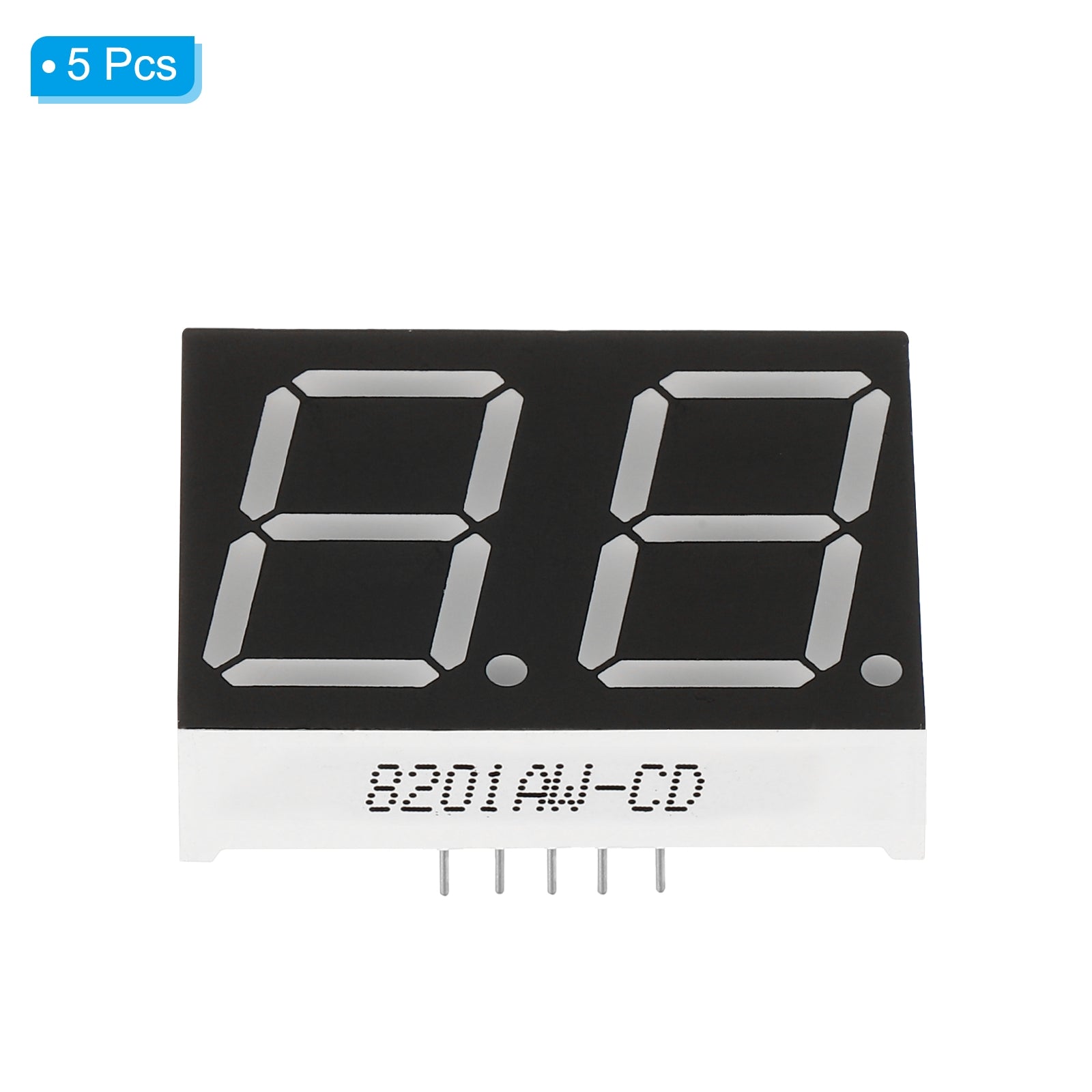 LED Display Digital Tube, 5 Pack Common Cathode 7 Segment 10 Pin 2 Bit ...