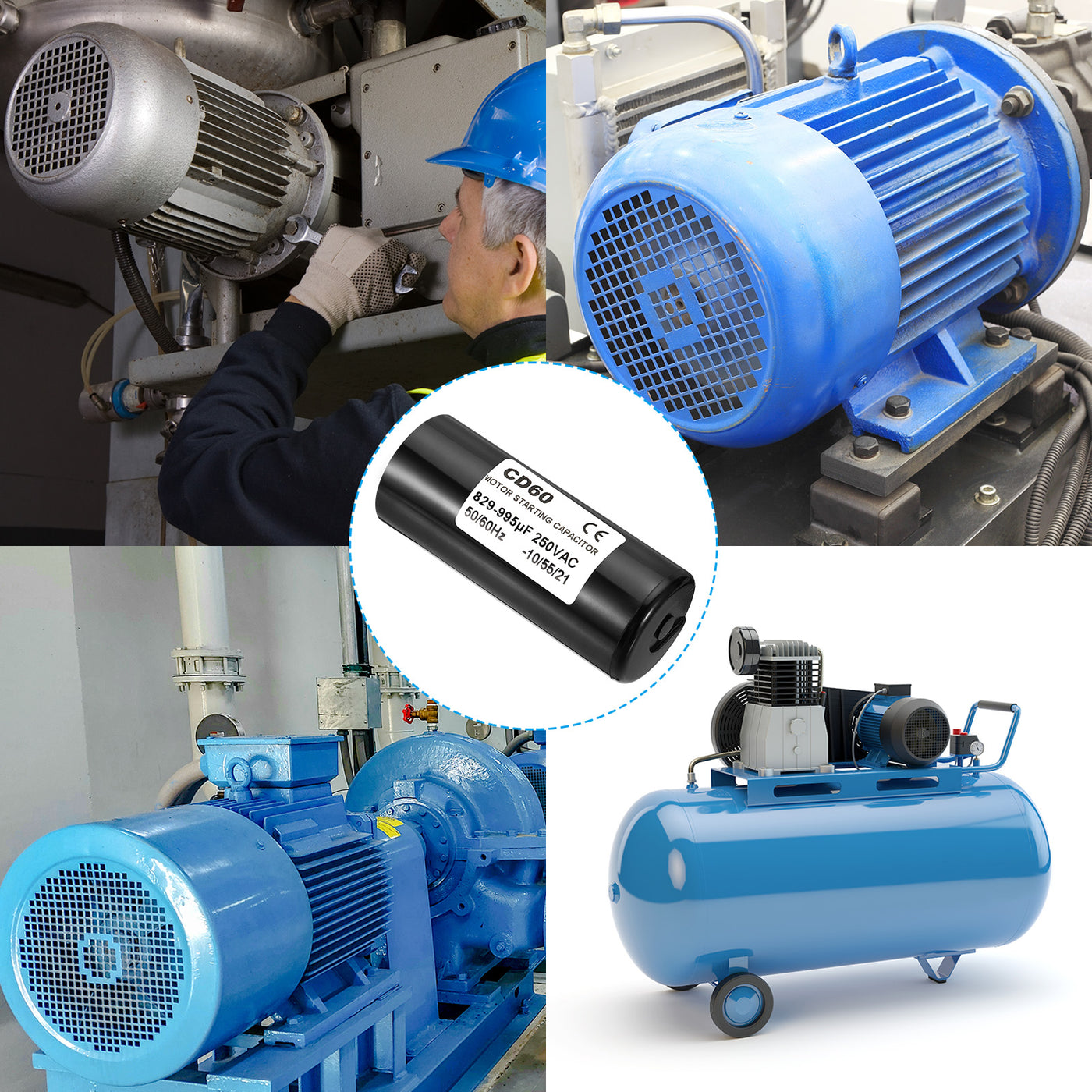 Motor Start Capacitor, 829-995uF/Mfd 250VAC 50/60Hz CD60 Run Capacitor ...