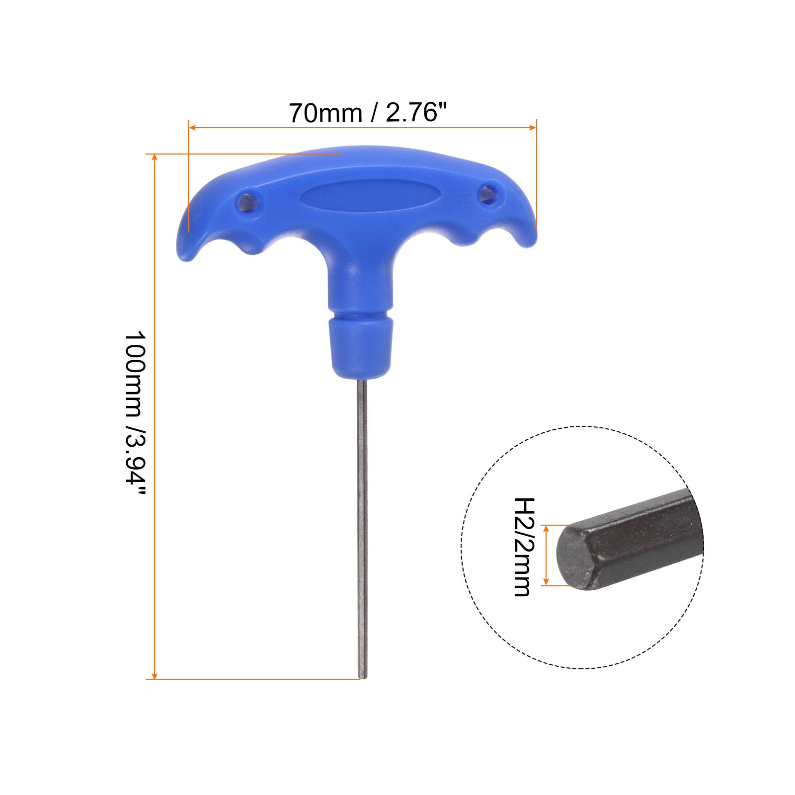 2pcs H2 T-Handle Hex Key Wrench 2mm S2 Steel T-Key Inner Hexagon ...