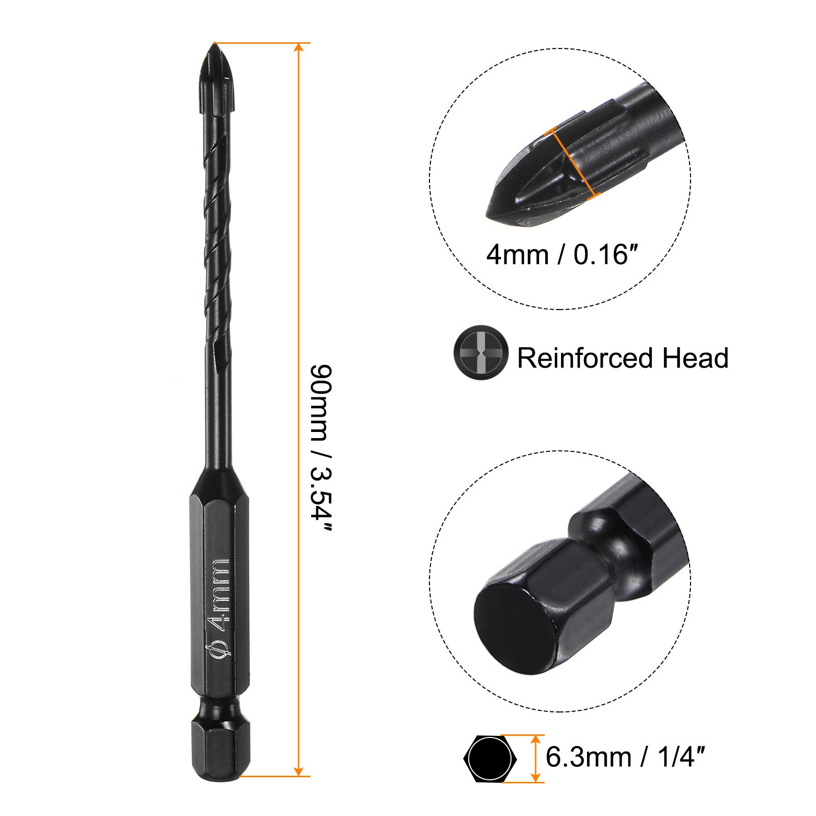 5pcs Masonry Drill Bit 4mm Concrete Drill Bit Hex Shank | Harfington