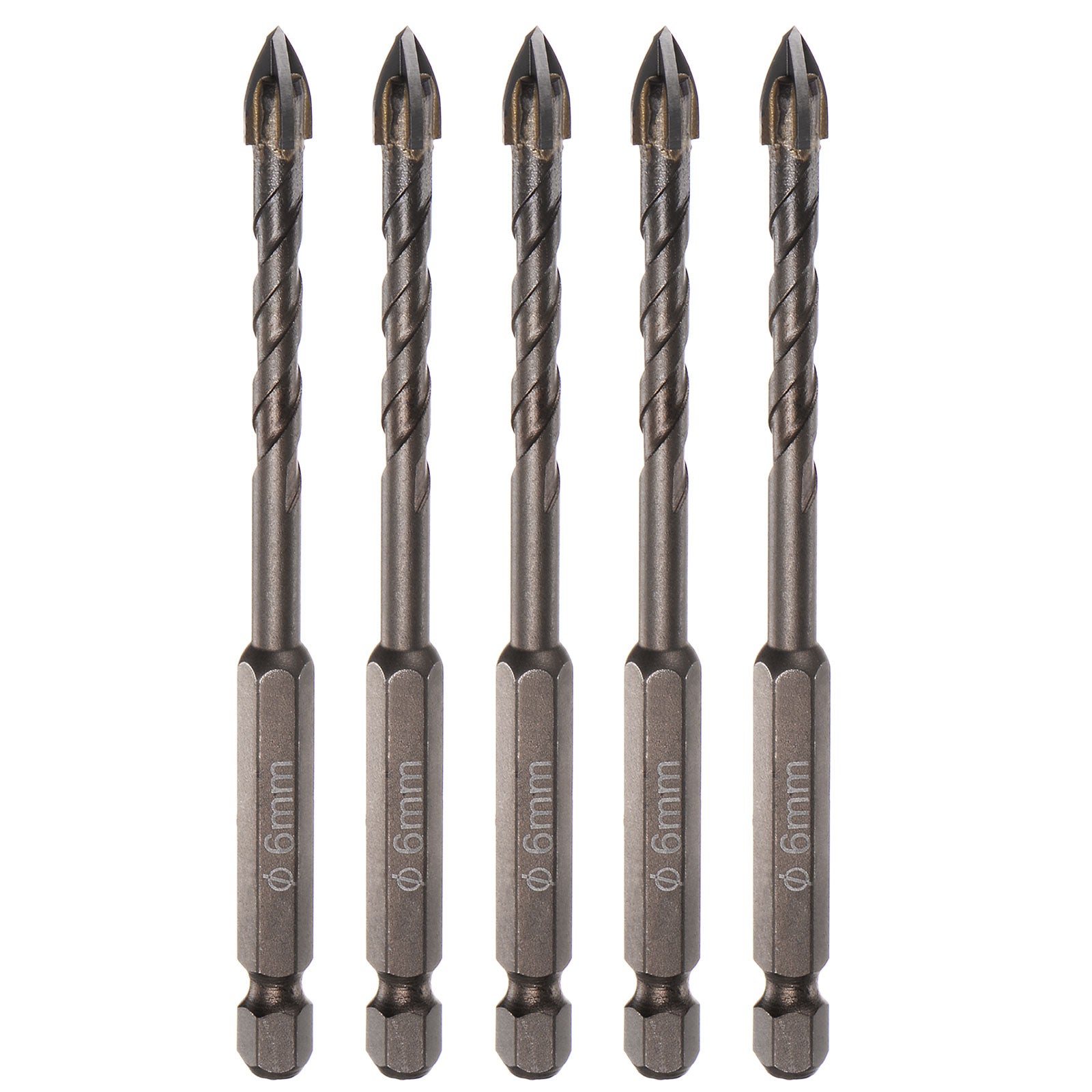 5pcs Titanium Masonry Drill Bit 6mm Concrete Drill Bit with Hex Shank ...