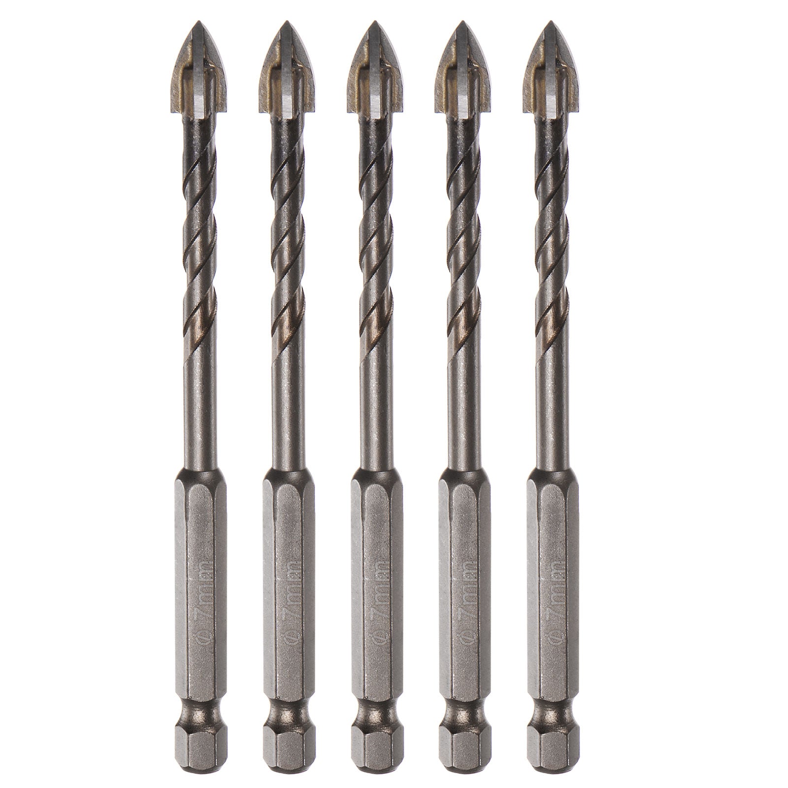 5pcs Titanium Masonry Drill Bit 7mm Concrete Drill Bit with Hex Shank ...