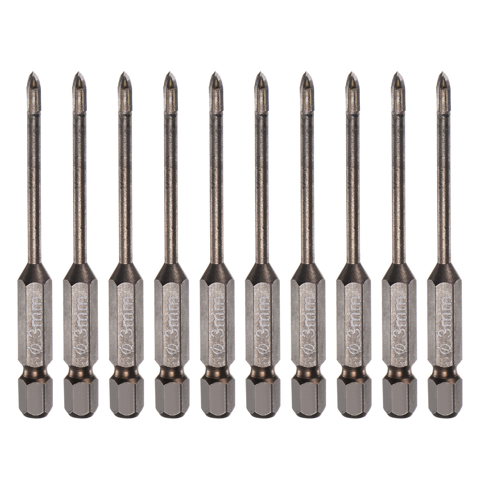 10pcs Titanium Masonry Drill Bit 3mm Triangle Drill Bit W Hex Shank ...