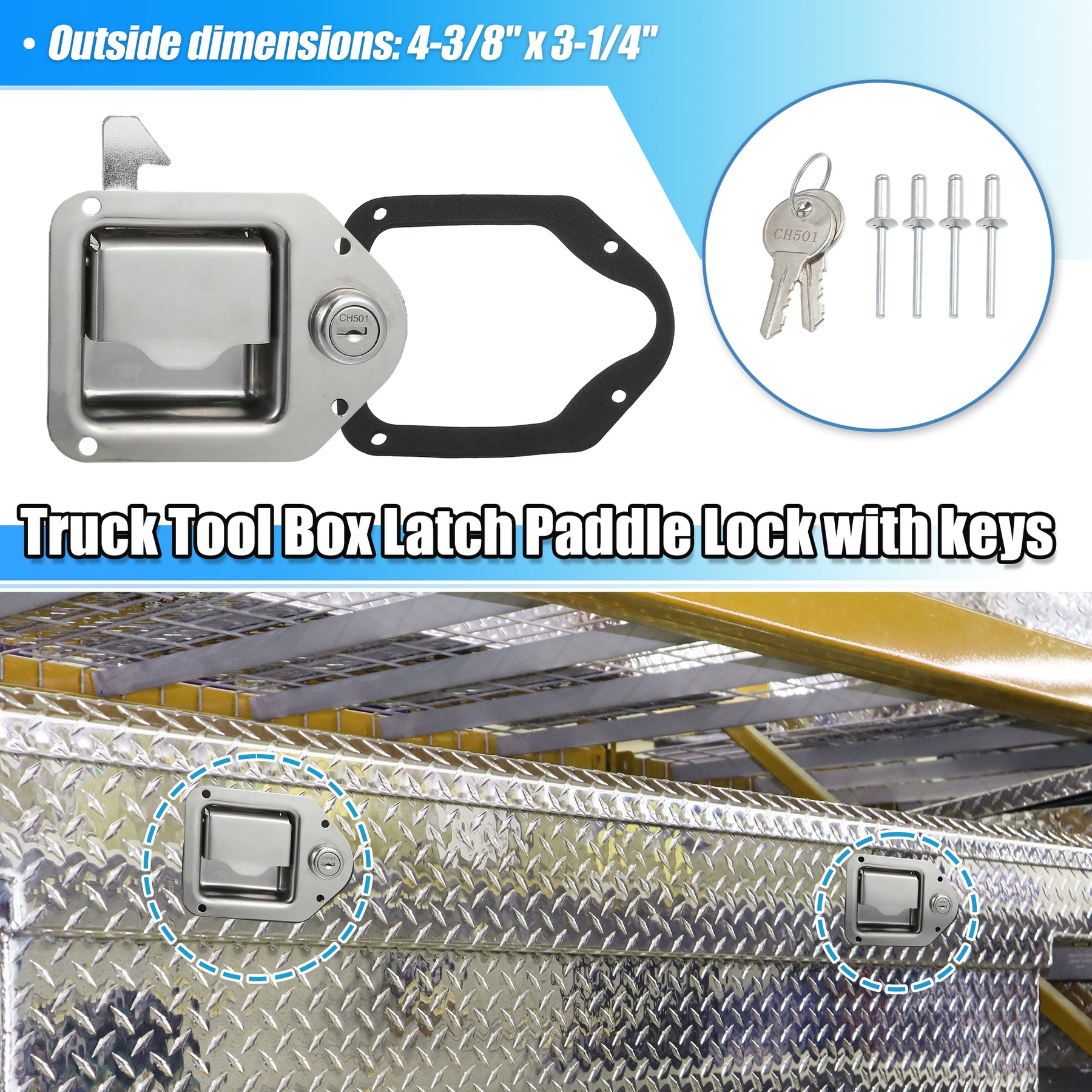 2 Set Truck Tool Box Latch Stainless Steel Toolbox Paddle Handle with ...