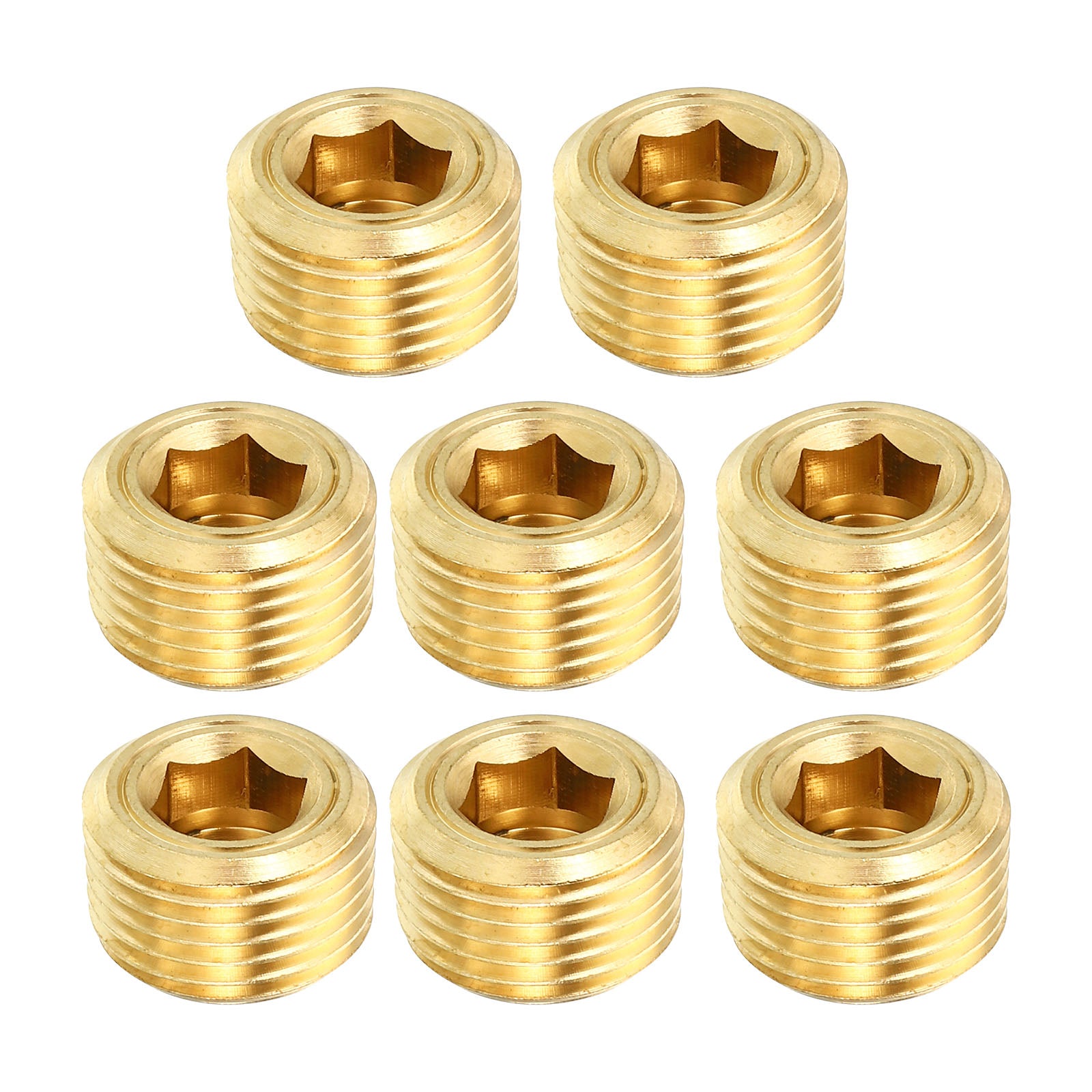 3/8" NPT Brass Hex Countersunk Plugs, 8 Pack Counter Sunk Internal Hex ...