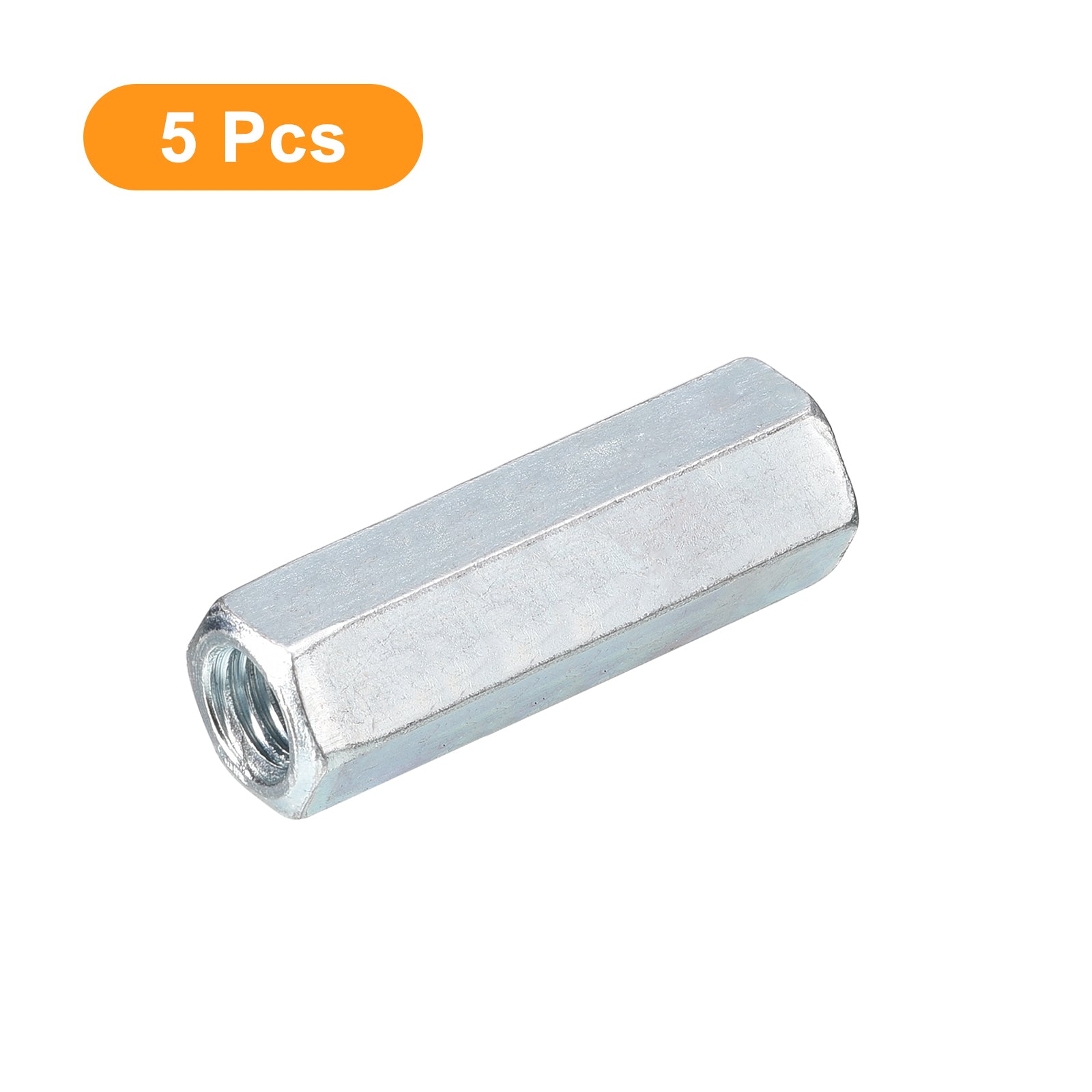 Uxcell 5pcs M6x10x30mm Coupling Nuts - Galvanized Carbon Steel Hex ...