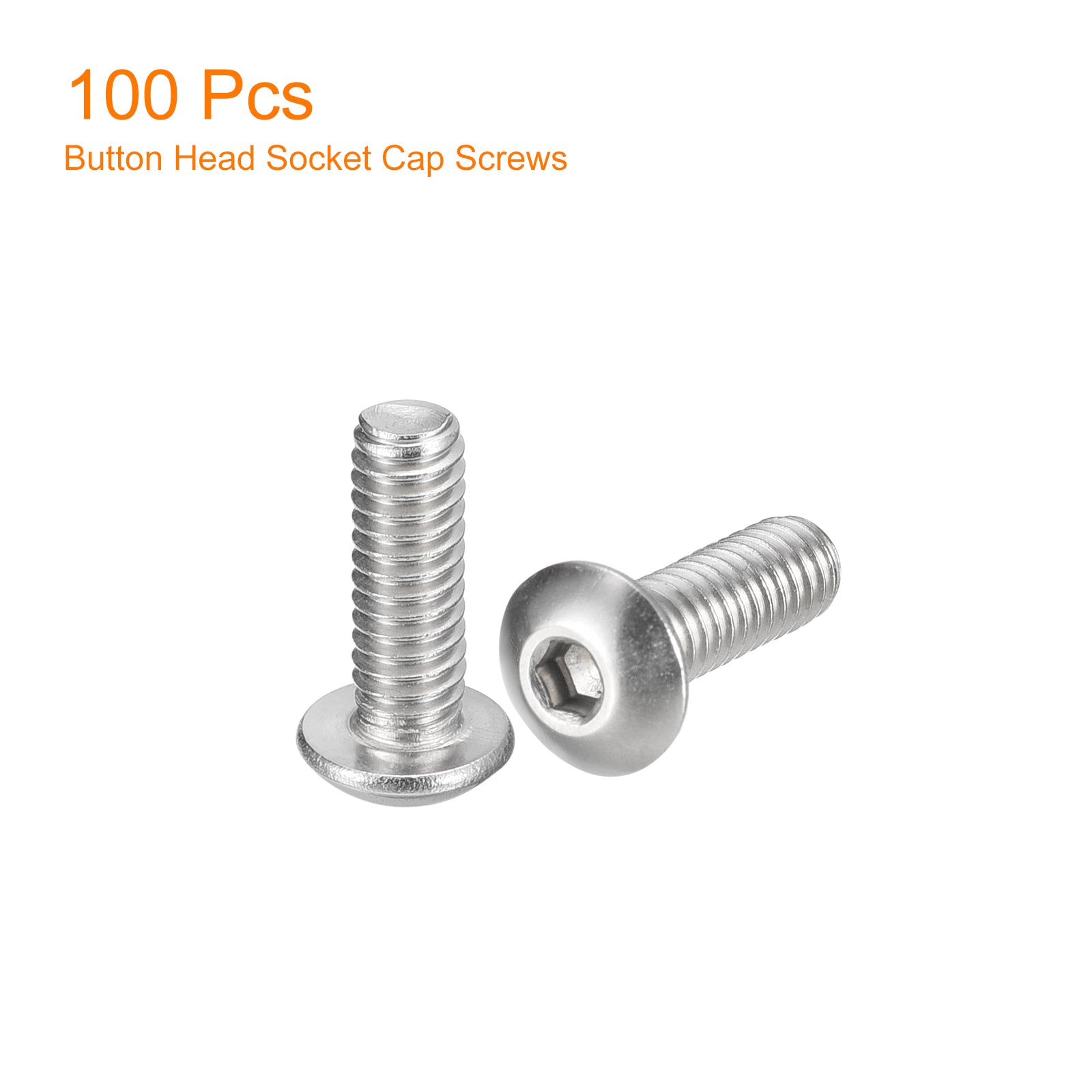 Uxcell #8-32x1/2" Button Head Socket Cap Screws, 100pcs 304 Stainless Steel Screws | Harfington