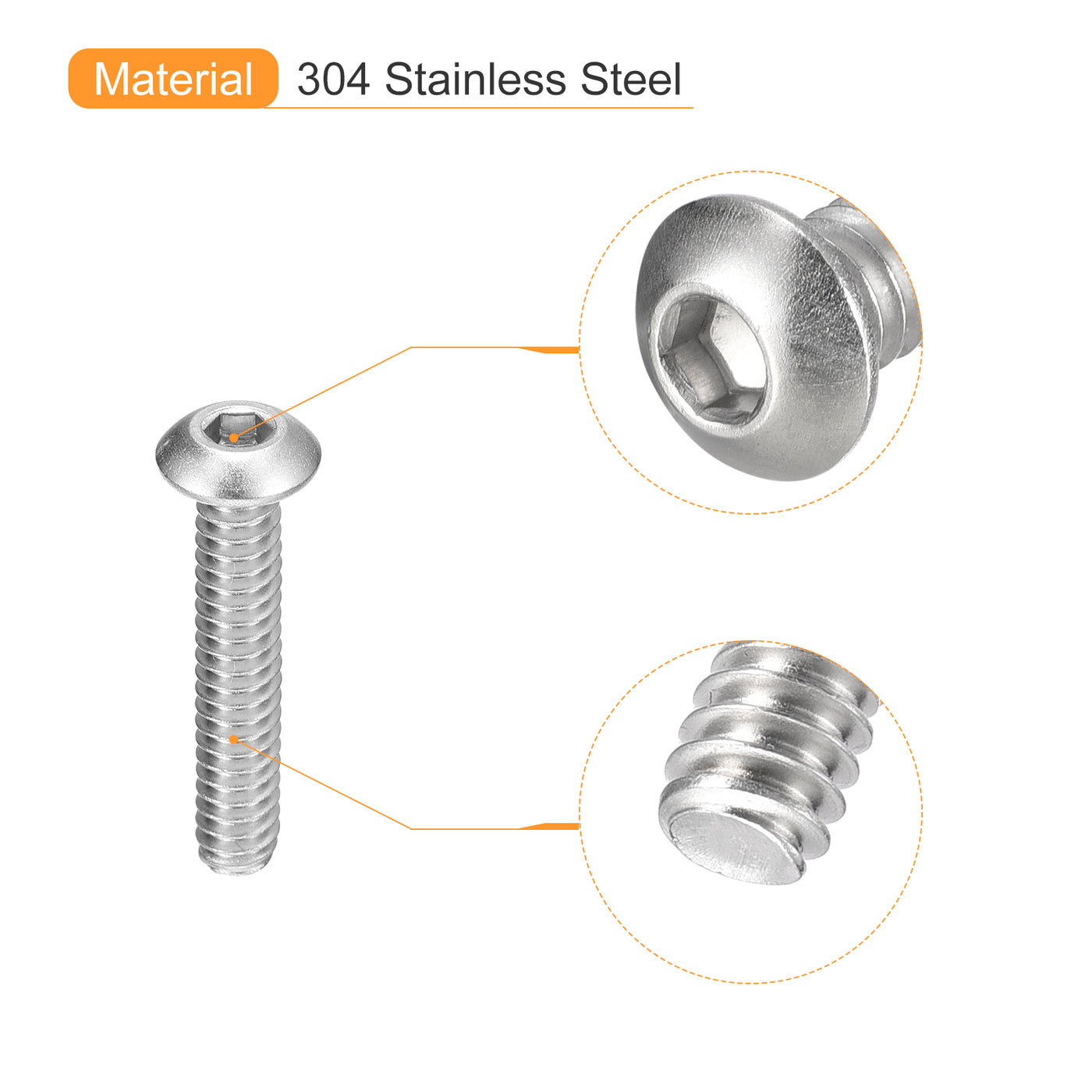 Uxcell #10-24x1" Button Head Socket Cap Screws, 50pcs 304 Stainless Steel Screws | Harfington