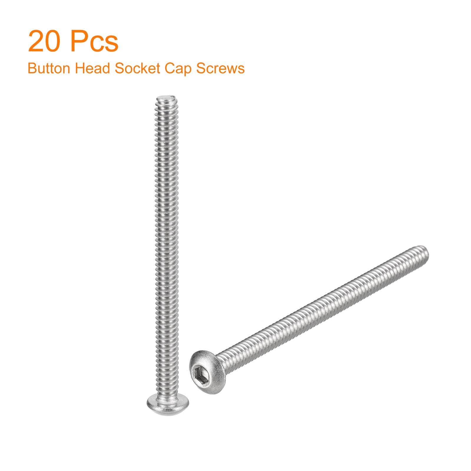 Uxcell #10-24x2-3/8" Button Head Socket Cap Screws, 20pcs 304 Stainless ...