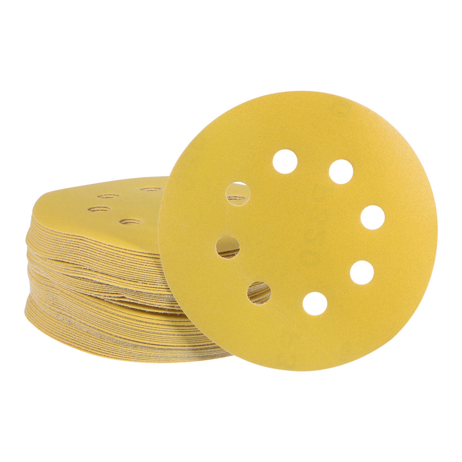 50pcs Yellow Sanding Discs 5 Inch 320 Grits Hook and Loop Sandpapers 8 ...