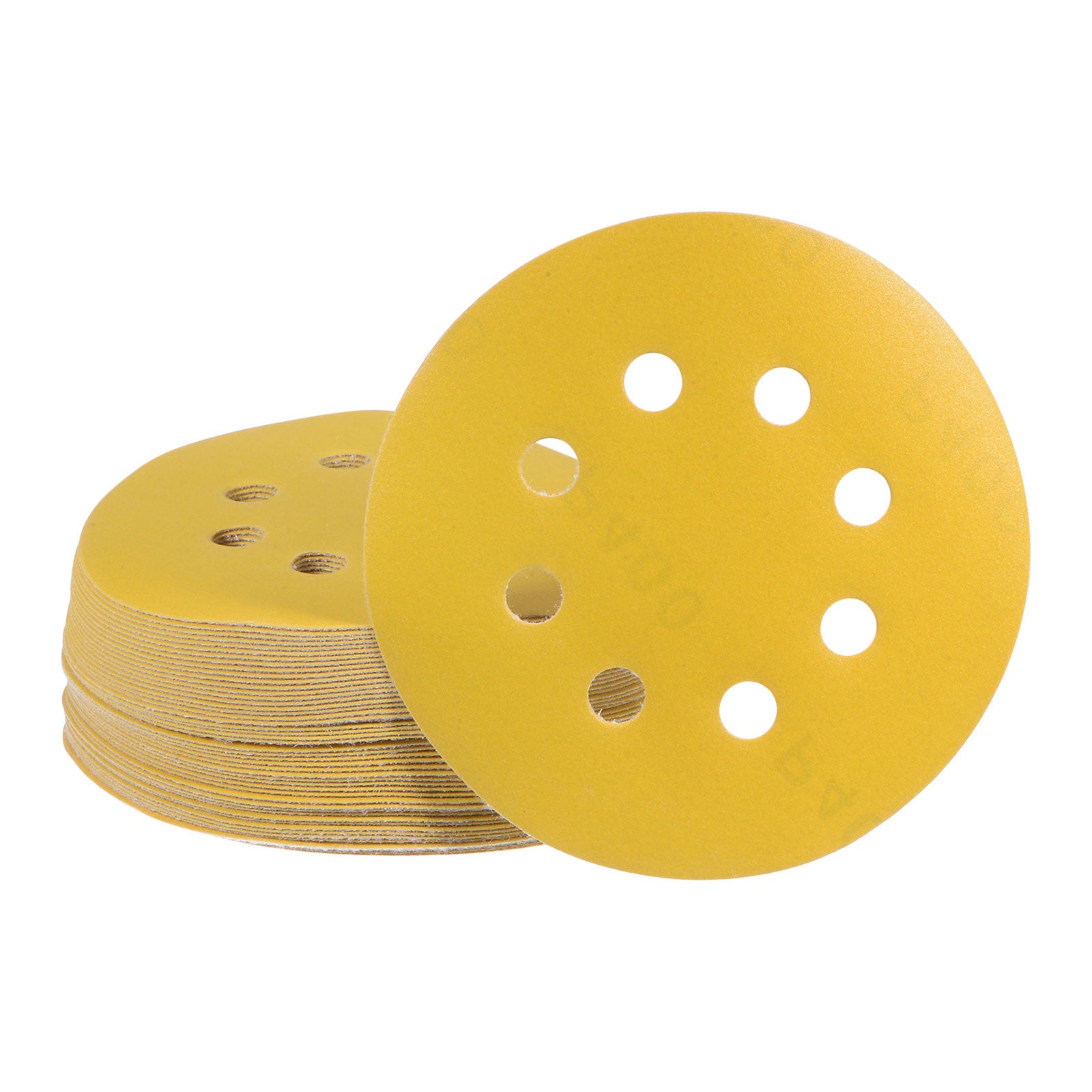 50pcs Yellow Sanding Discs 5 Inch 400 Grits Hook and Loop Sandpapers 8 ...