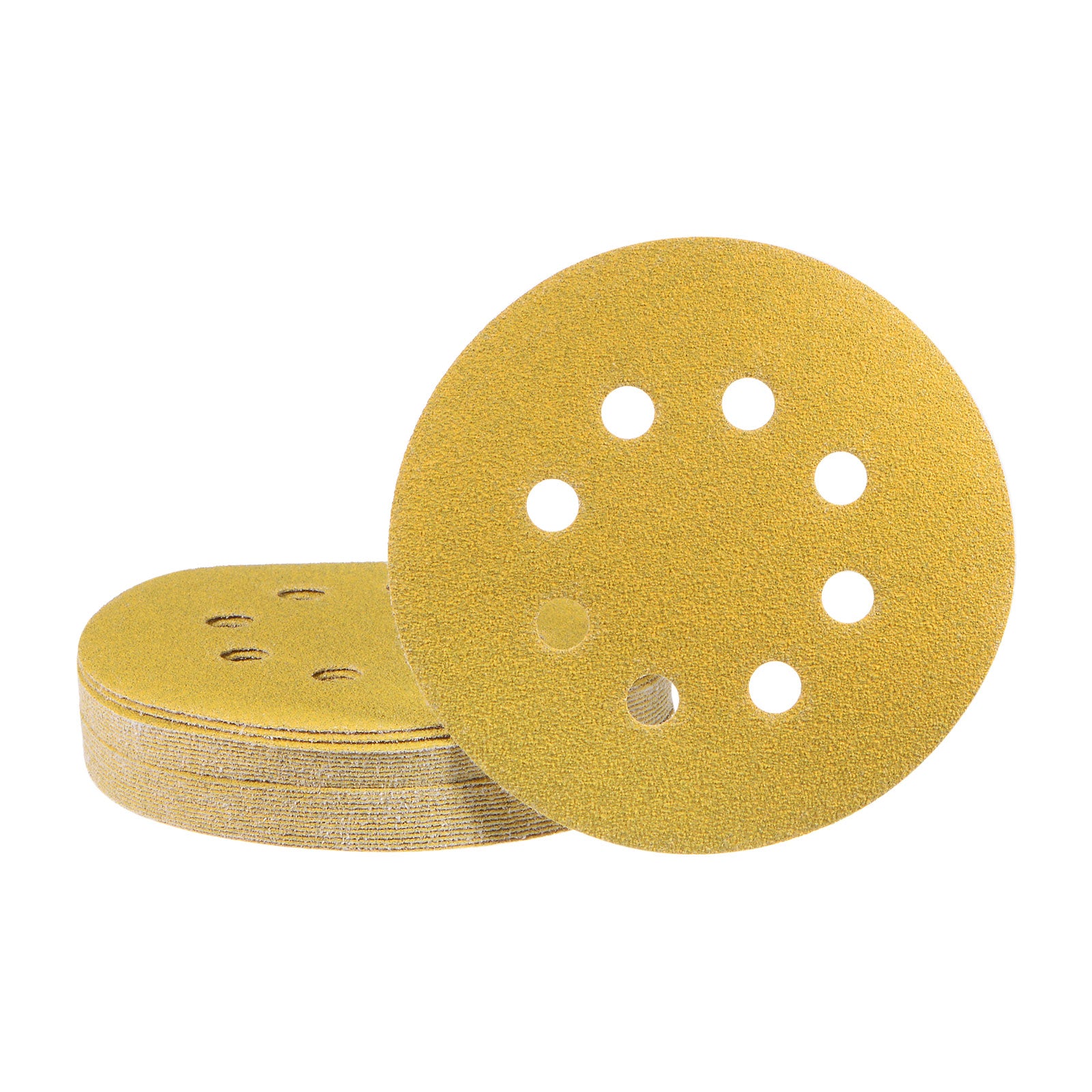 25pcs Yellow Sanding Discs 5 Inch 80 Grits Hook and Loop Sandpapers 8 ...