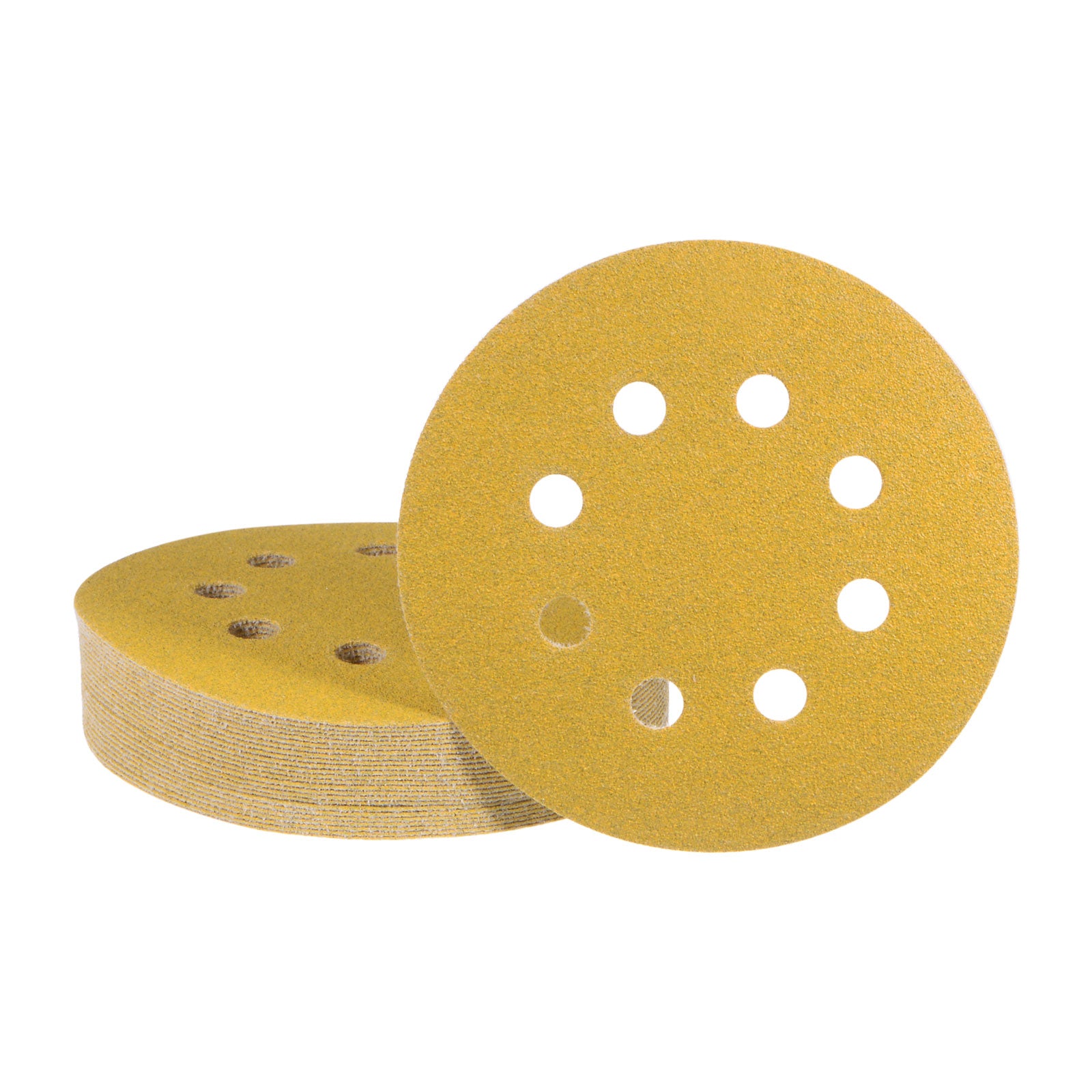25pcs Yellow Sanding Discs 5 Inch 100 Grits Hook and Loop Sandpapers 8 ...
