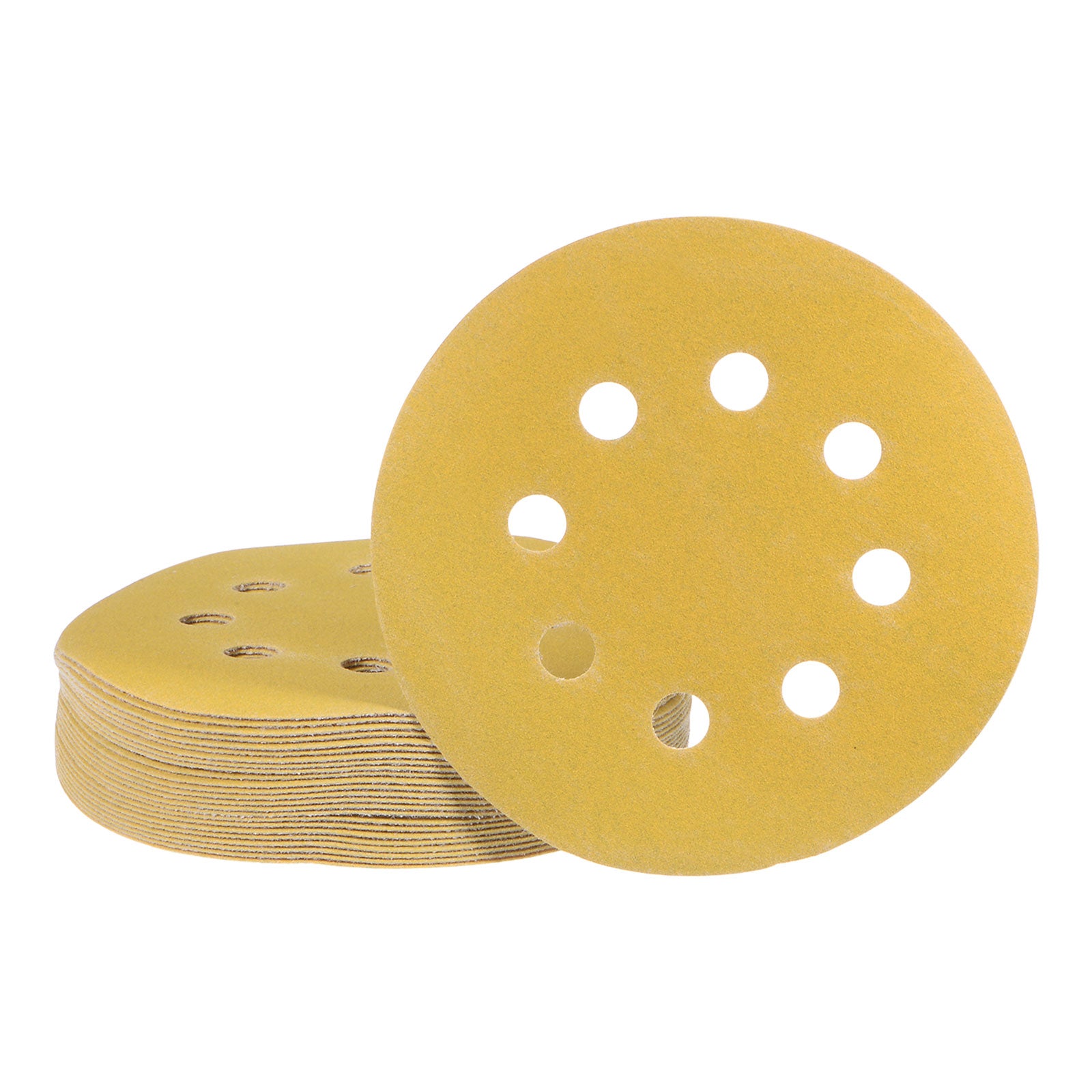 25pcs Yellow Sanding Discs 5 Inch 220 Grits Hook and Loop Sandpapers 8 ...