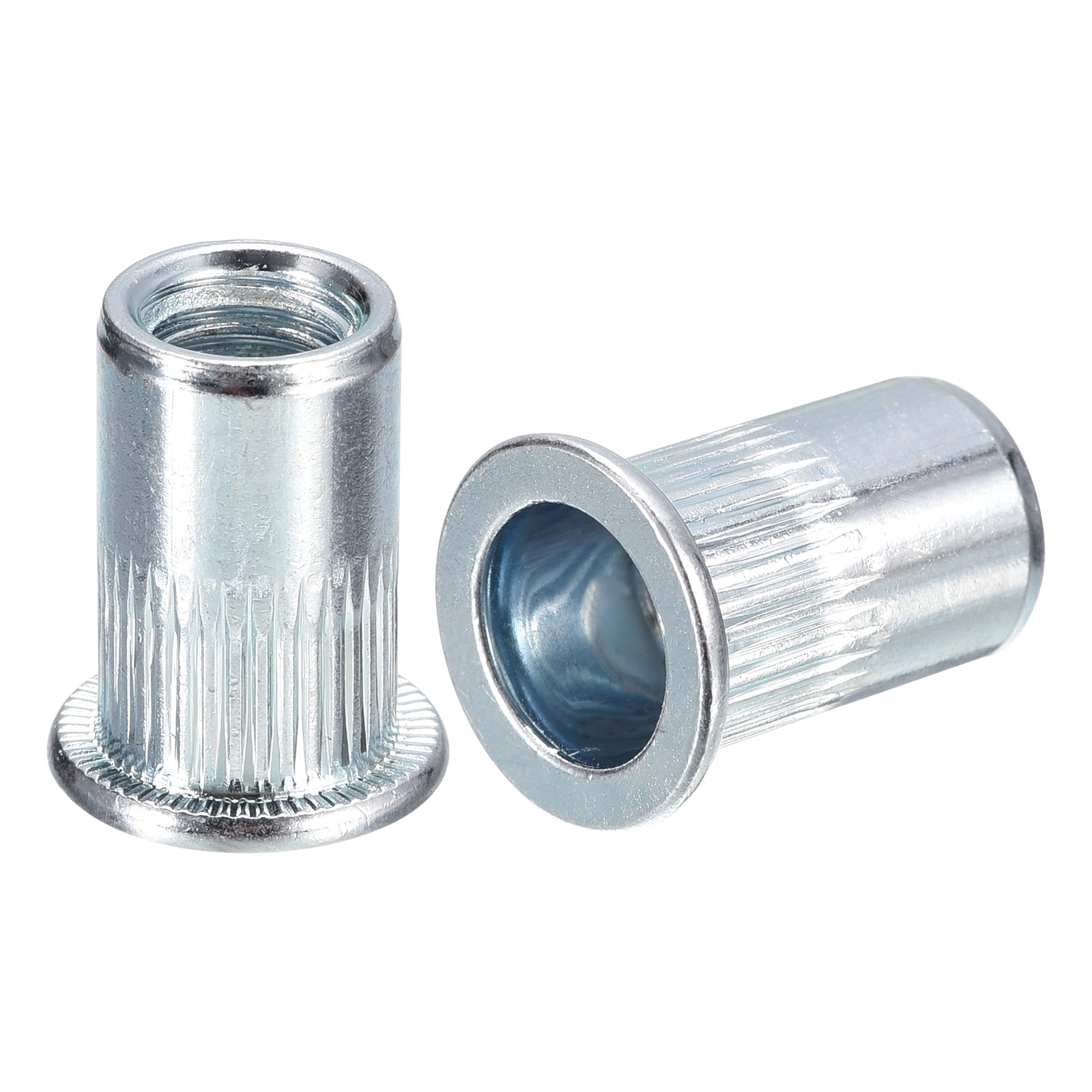 Uxcell Rivet Nuts, Zinc Plated Carbon Steel Knurled Flat Head Threaded ...