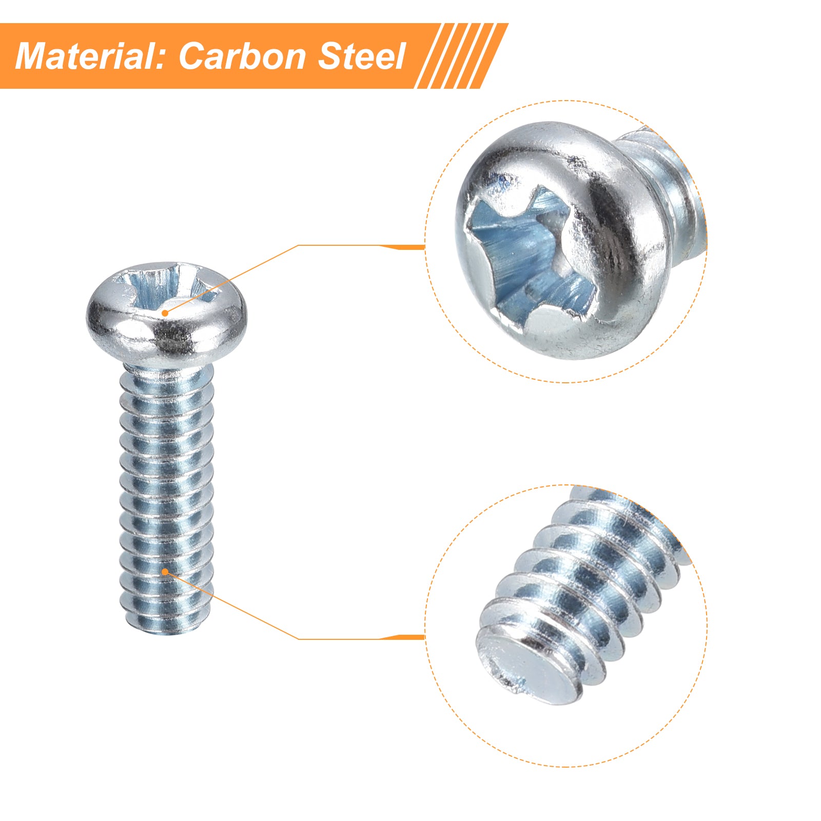 Uxcell #6-32x1/2" Pan Head Phillips Machine Screws, 50pcs Carbon Steel ...