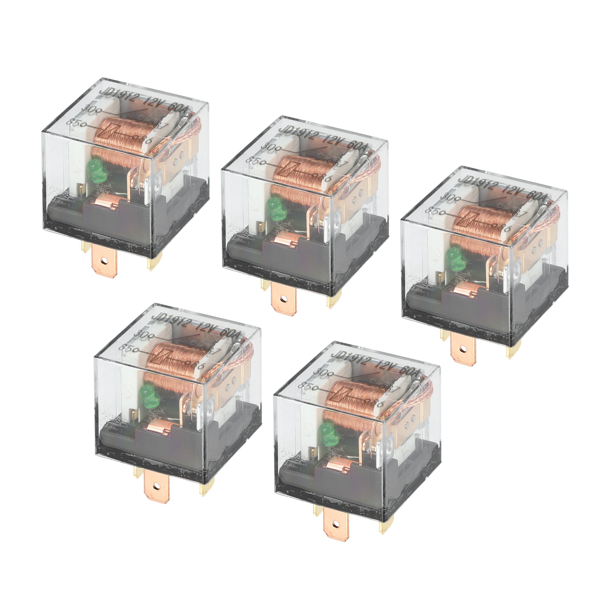 5 Pcs Waterproof Relay DC 12V 60A, 4 Pin Relay Car Charge Case ...
