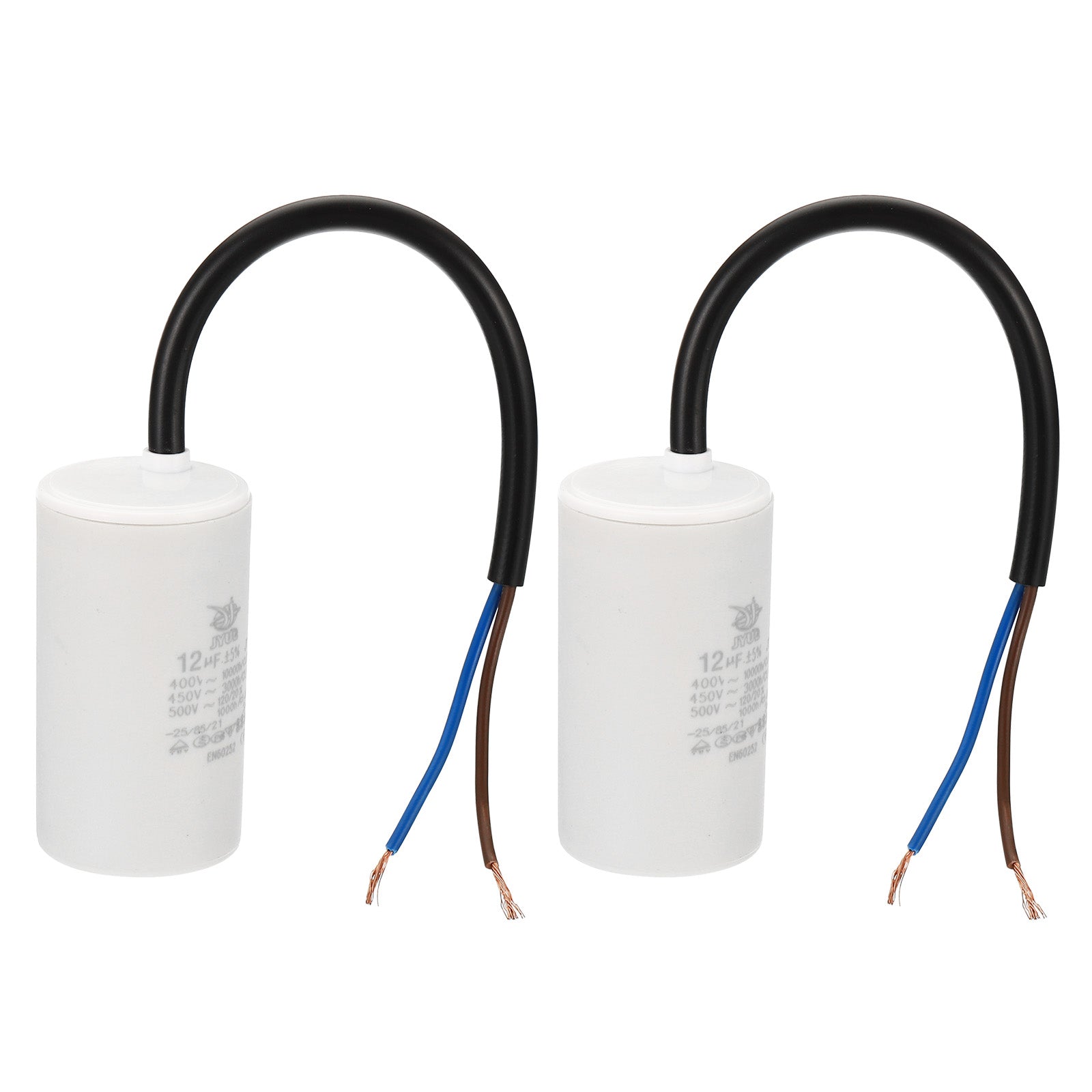 CBB60 12uf Running Capacitor,2Pcs AC 450V 2 Wires 50/60Hz Cylinder ...