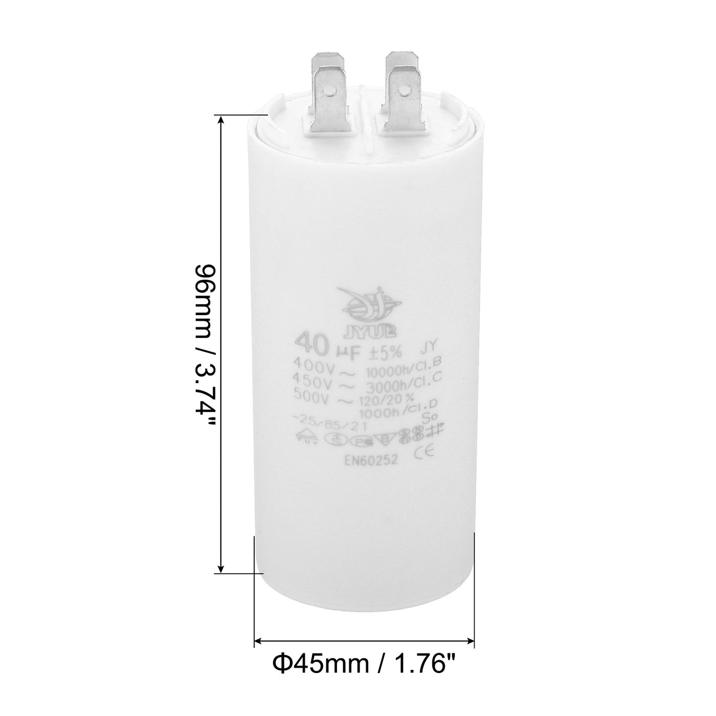 CBB60 40uf Run Capacitor,AC450V 4Pin Double Insert for Motor Star ...