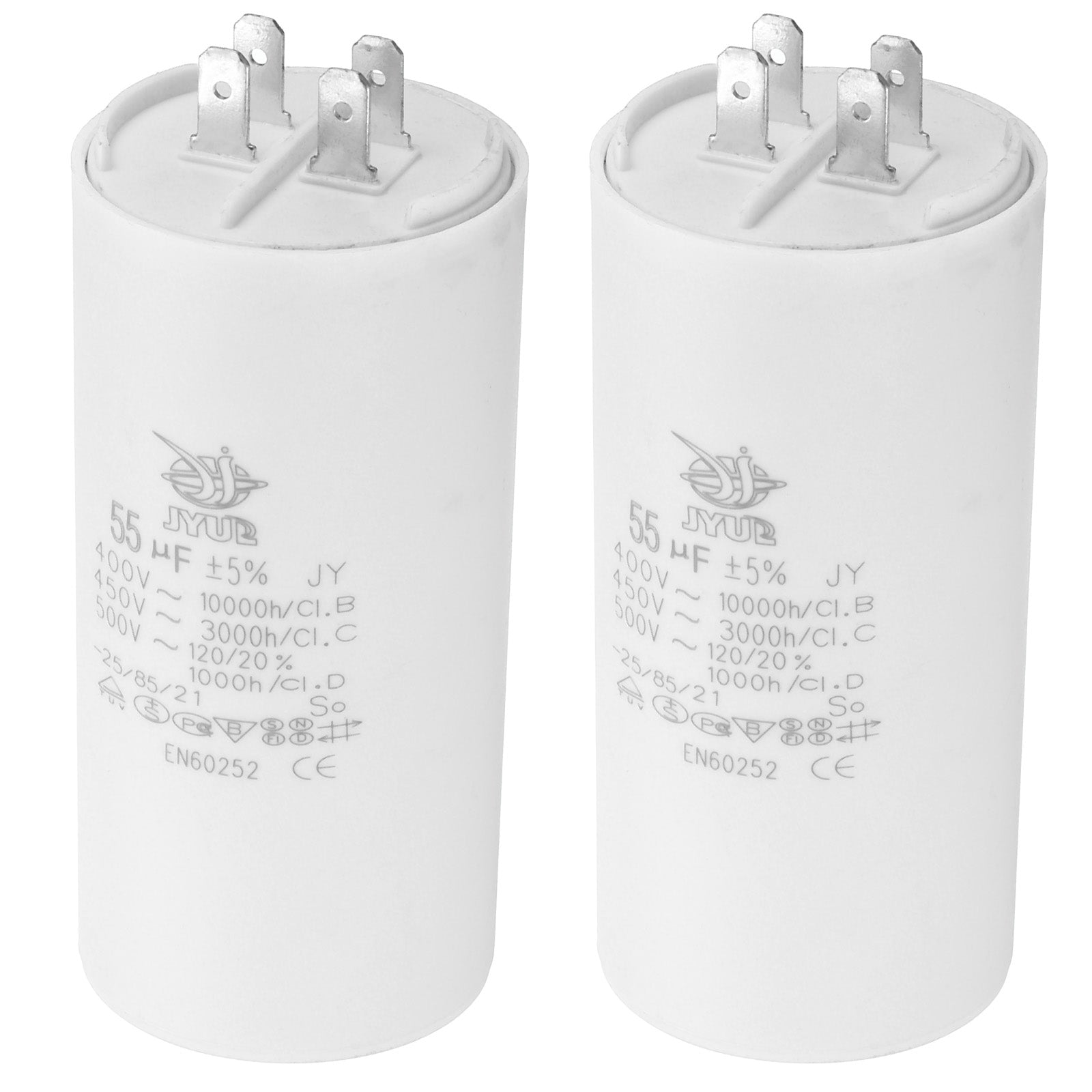 CBB60 55uf Run Capacitor,2Pcs AC450V 4Pin Double Insert for Motor Star ...
