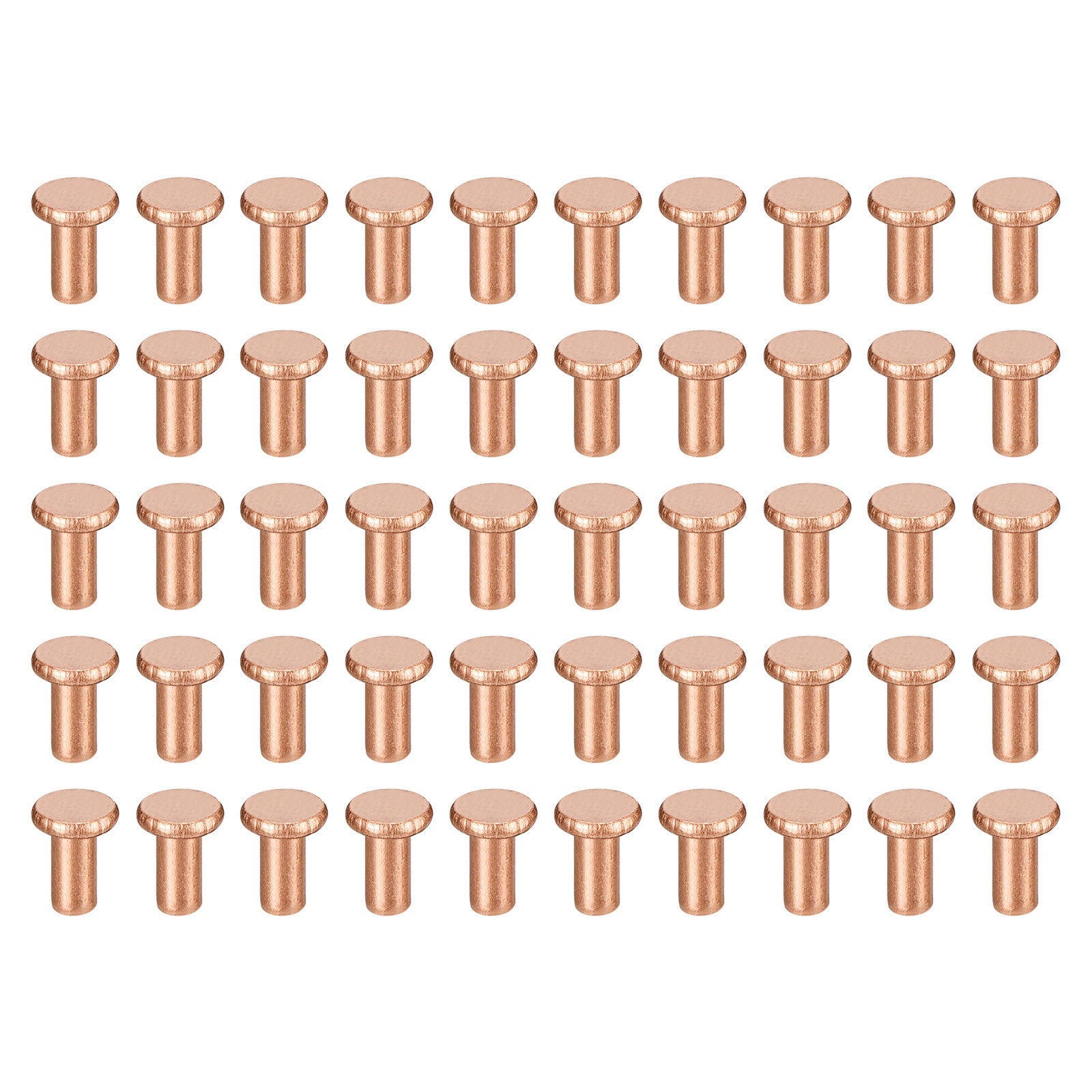 Uxcell 50Pcs 2.5mm Dia x 5mm L Shank Flat Head Copper Solid Rivets ...