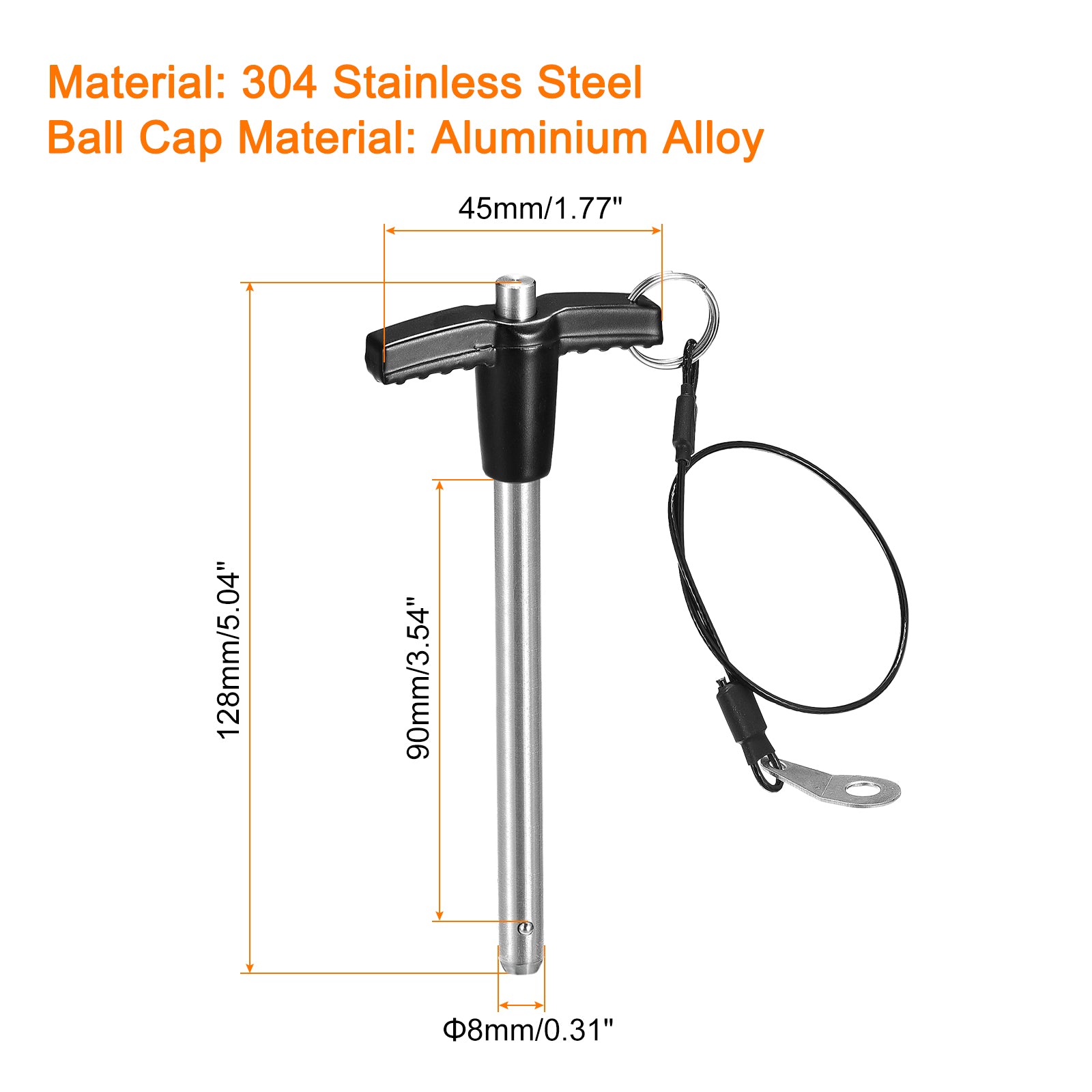Uxcell T Handle Lock Pins, 5/16" Pin Dia. 3-35/64" Usage Length ...