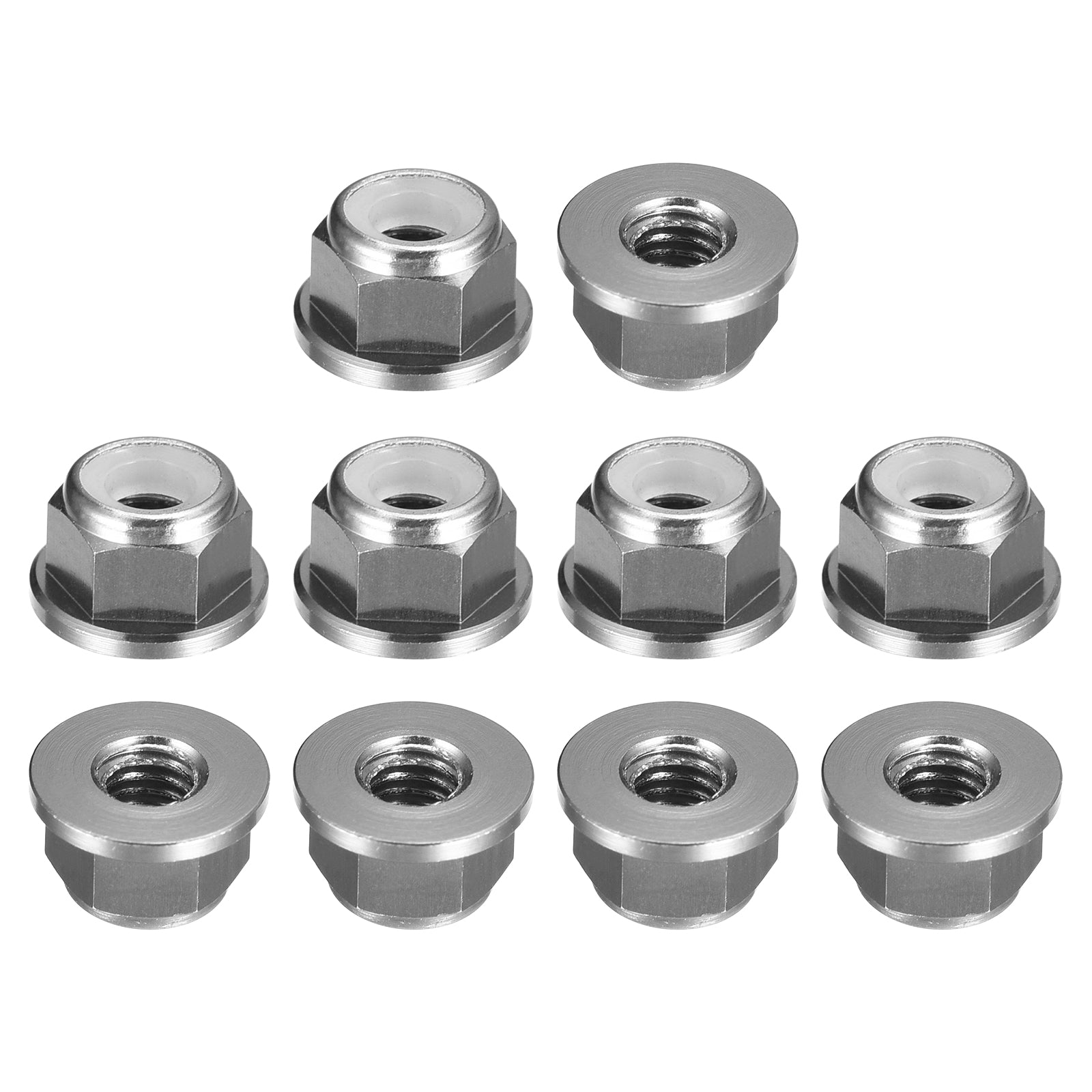 Uxcell Nylon Insert Hex Lock Nuts, 10pcs - M4 x 0.7mm Aluminum Alloy Self-Locking Nut, Anodizing ...