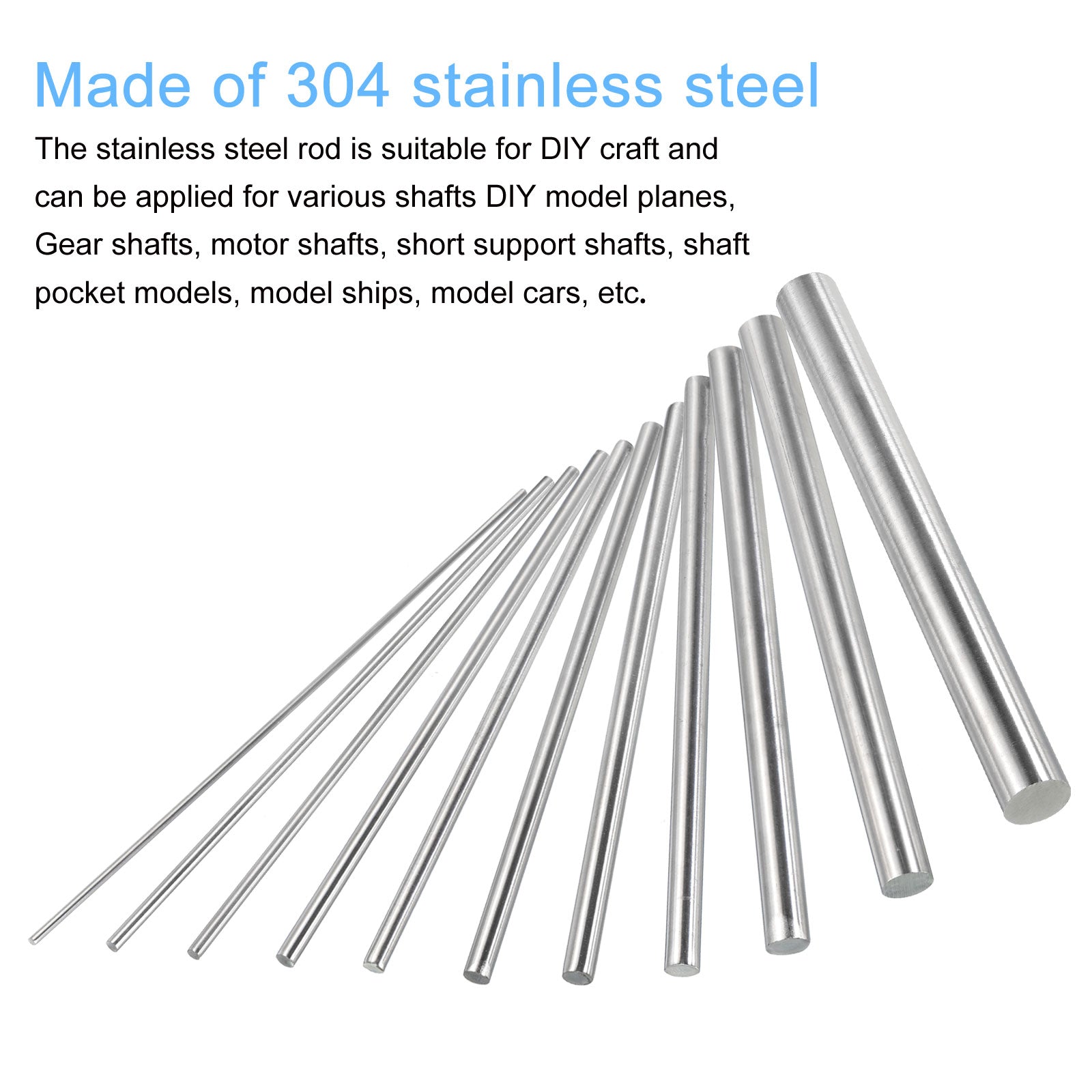 4pcs Stainless Steel Round Rods Solid Shaft Rods 5mm x 250mm for DIY ...