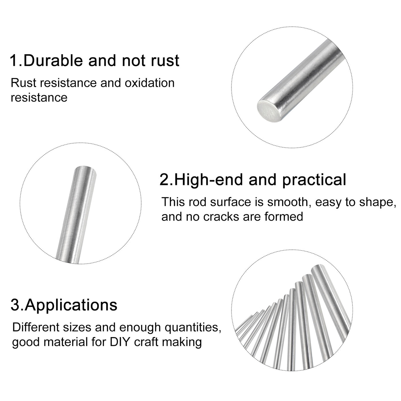 4Pcs 304 Stainless Steel Round Rods 5mm x 200mm for RC DIY Craft Tool ...