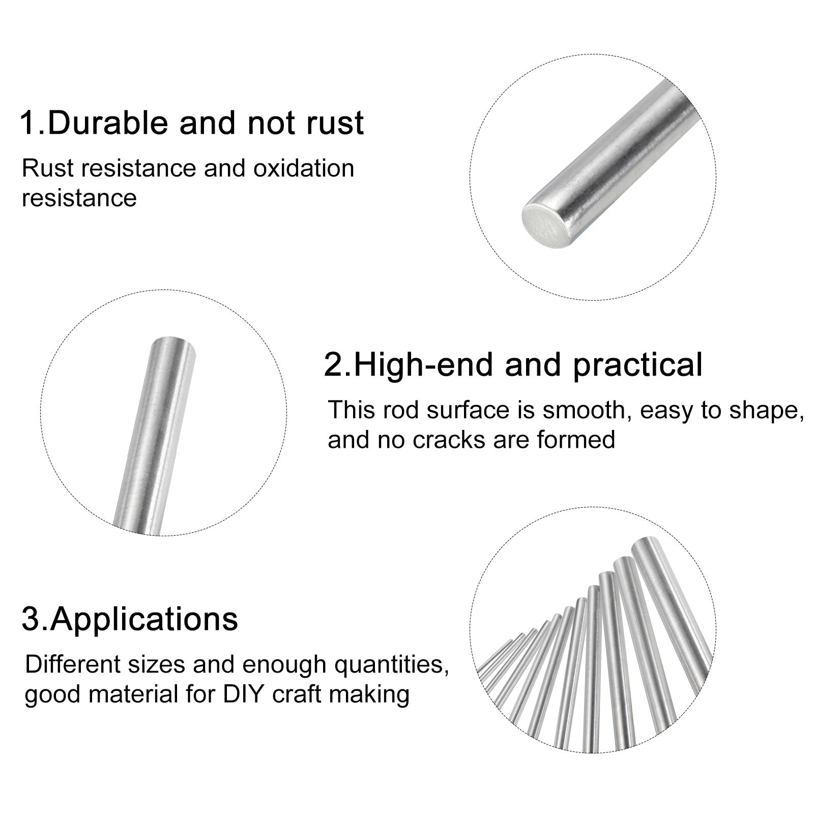 4pcs Stainless Steel Round Rods Solid Shaft Rods 5mm x 100mm for DIY ...