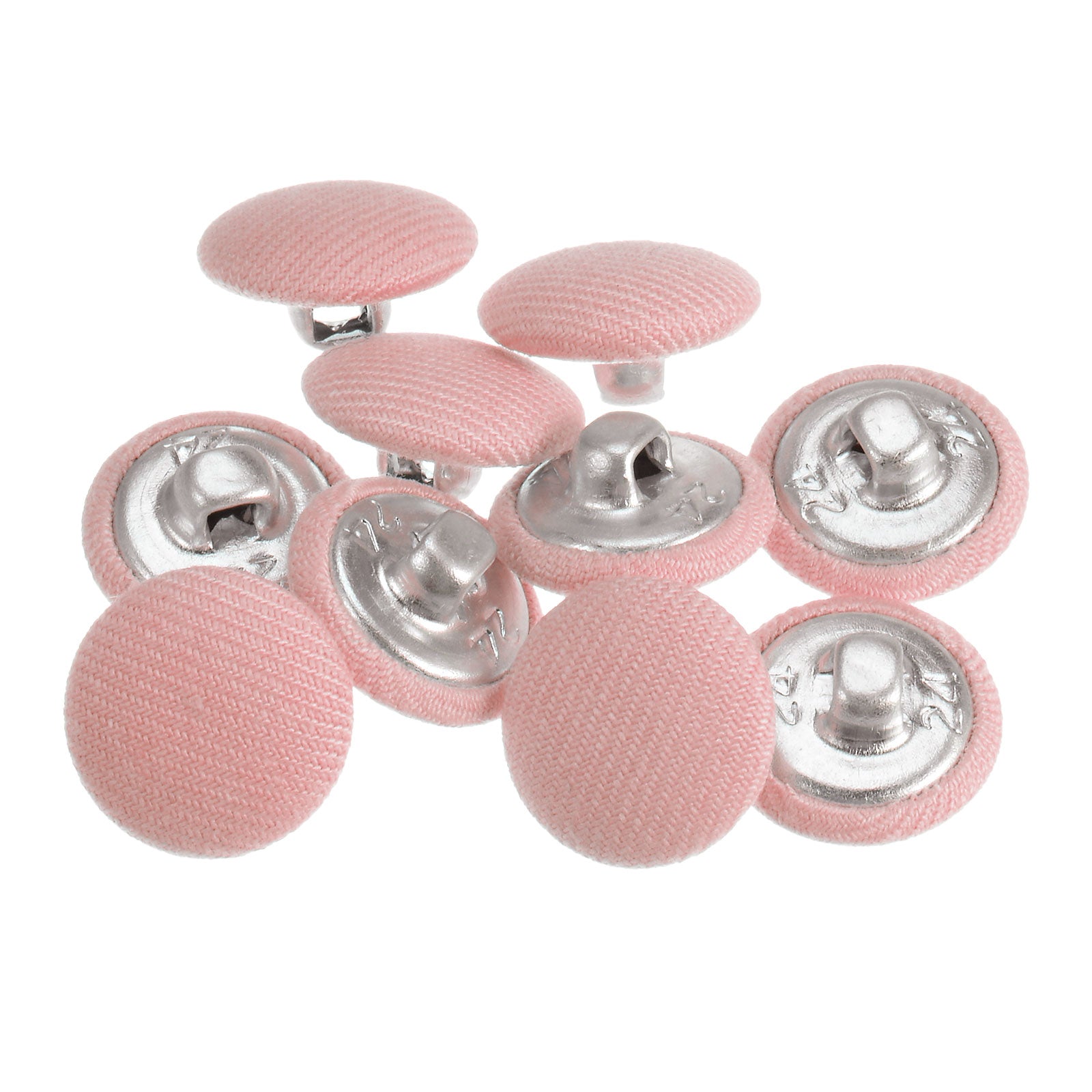 10pcs Fabric Cloth Covered Button 15mm Round Metal Sewing Buttons, Pink ...