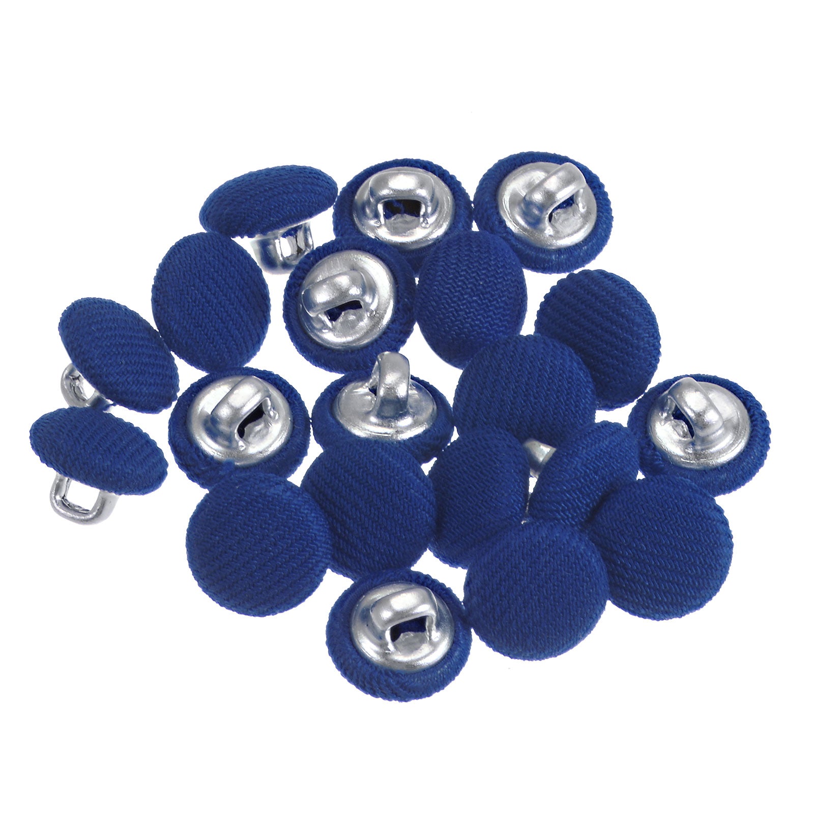20pcs Fabric Cloth Covered Button 10mm Round Metal Sewing Buttons, Navy ...