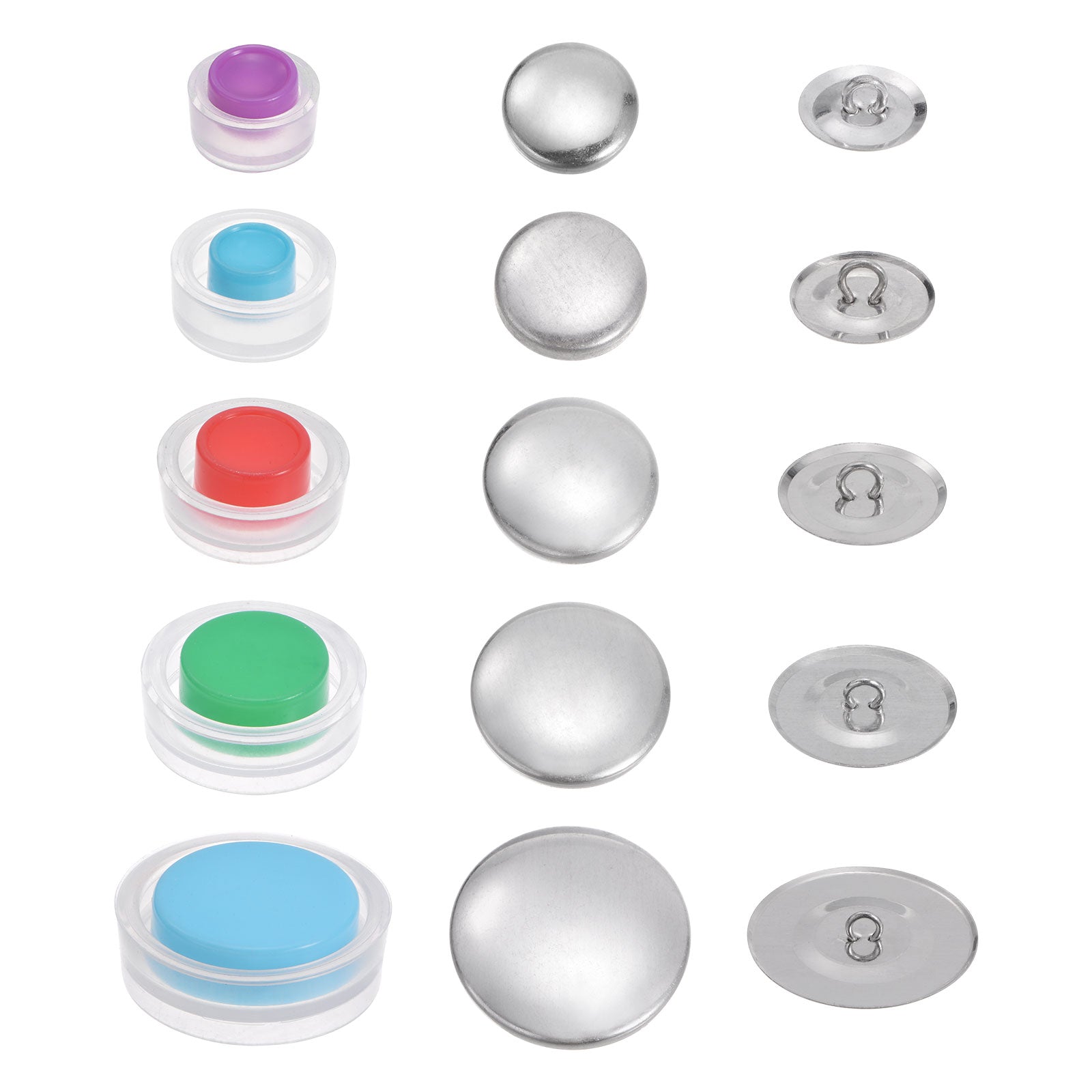 100 Sets Self Cover Button Kit 5 Size with Wire Backs Aluminum with 5 ...