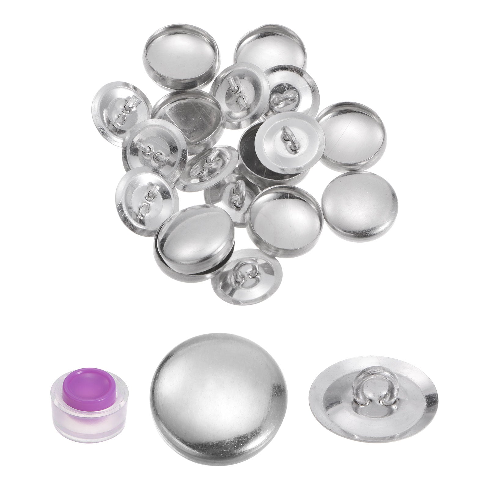 10 Sets Self Cover Button Kit 15mm Aluminum Button with Tools | Harfington