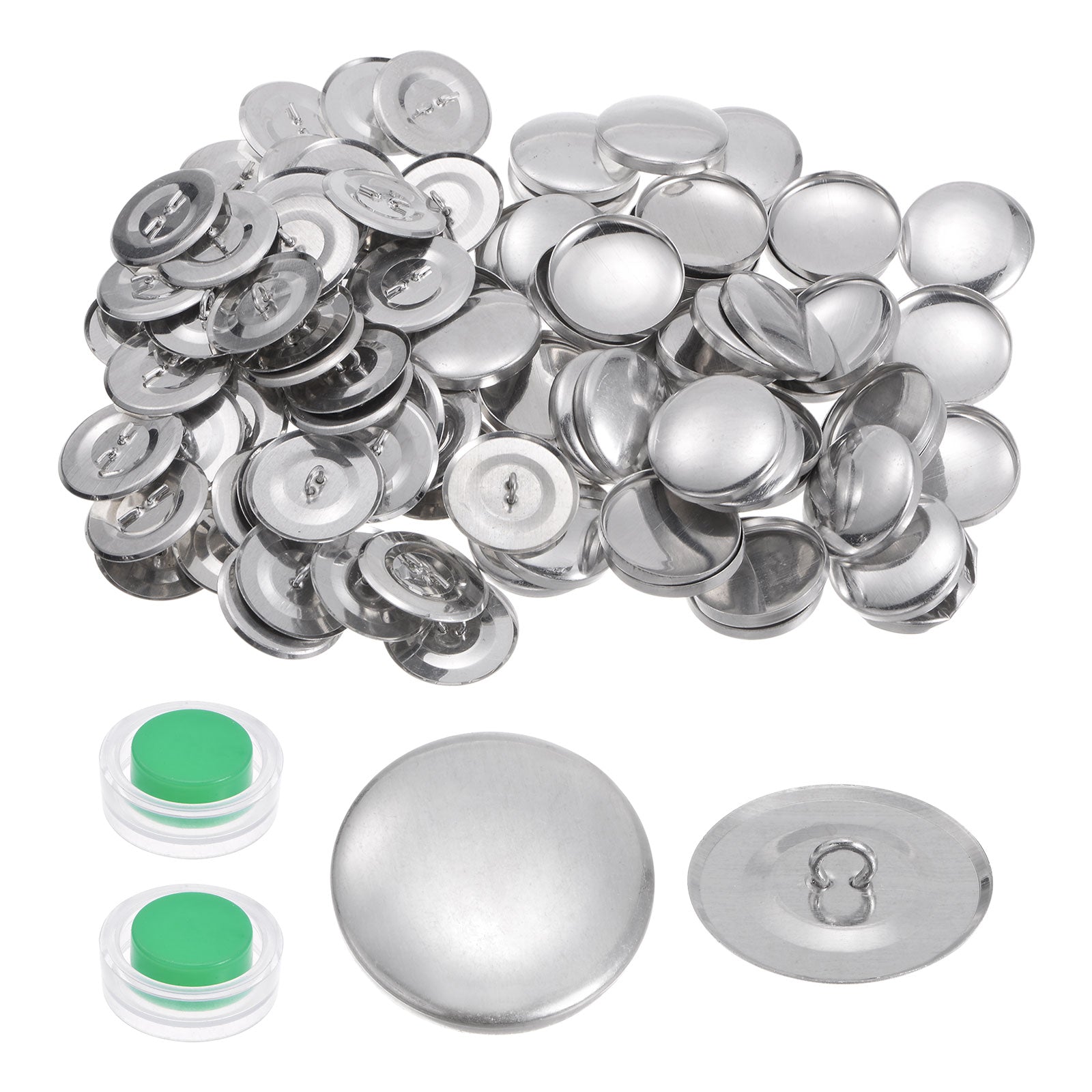 100 Sets Self Cover Button Kit 28mm Aluminum Button with 2 Tools ...