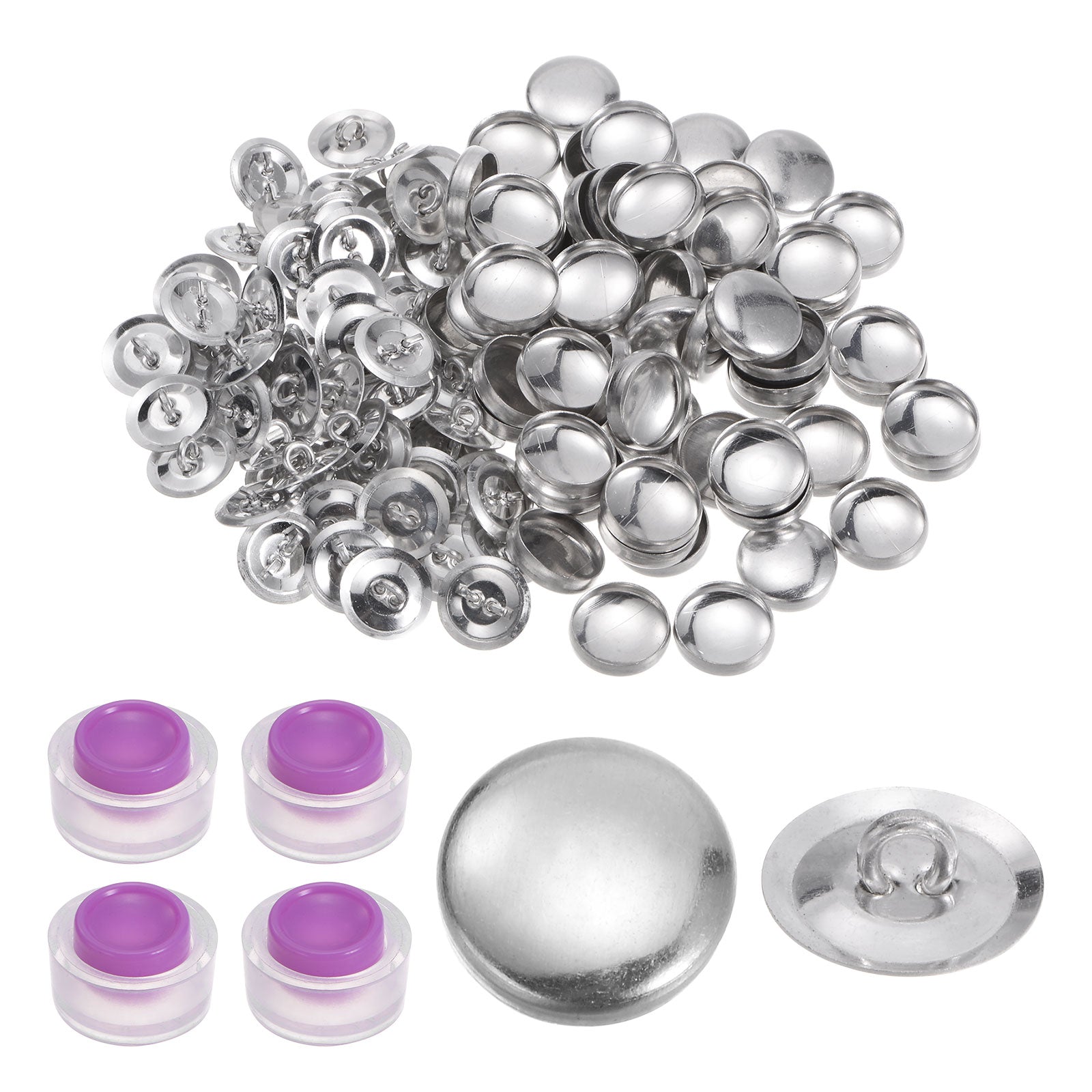 200 Sets Self Cover Button Kit 15mm Aluminum Button with 4 Tools ...