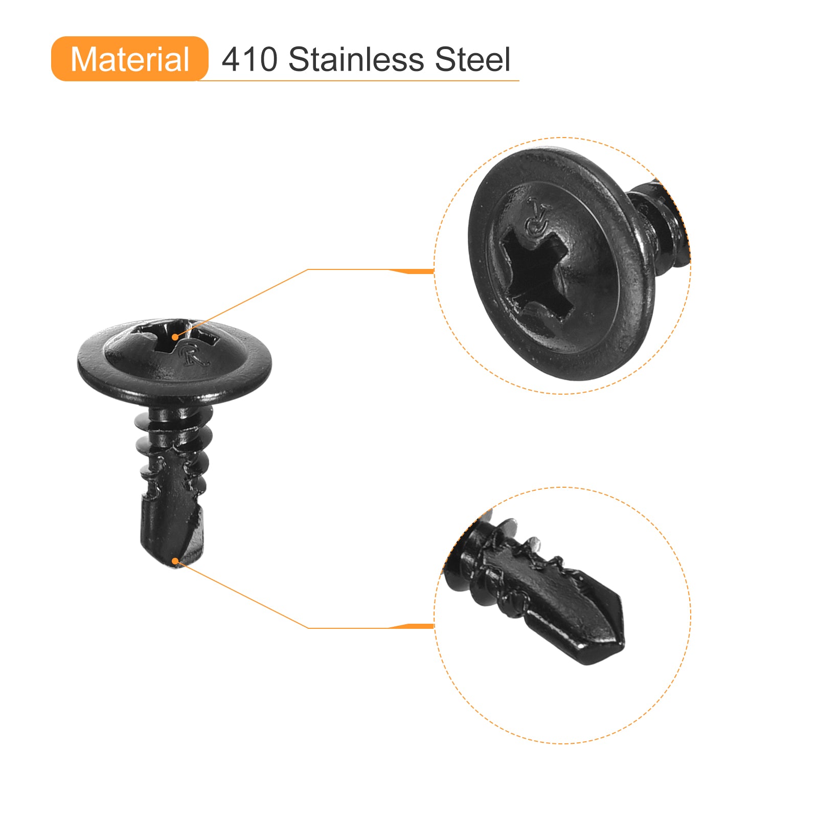 Uxcell Phillips Head Self Tapping Screws, 50pcs #8 x 1/2" 410 Stainless Steel Screw | Harfington