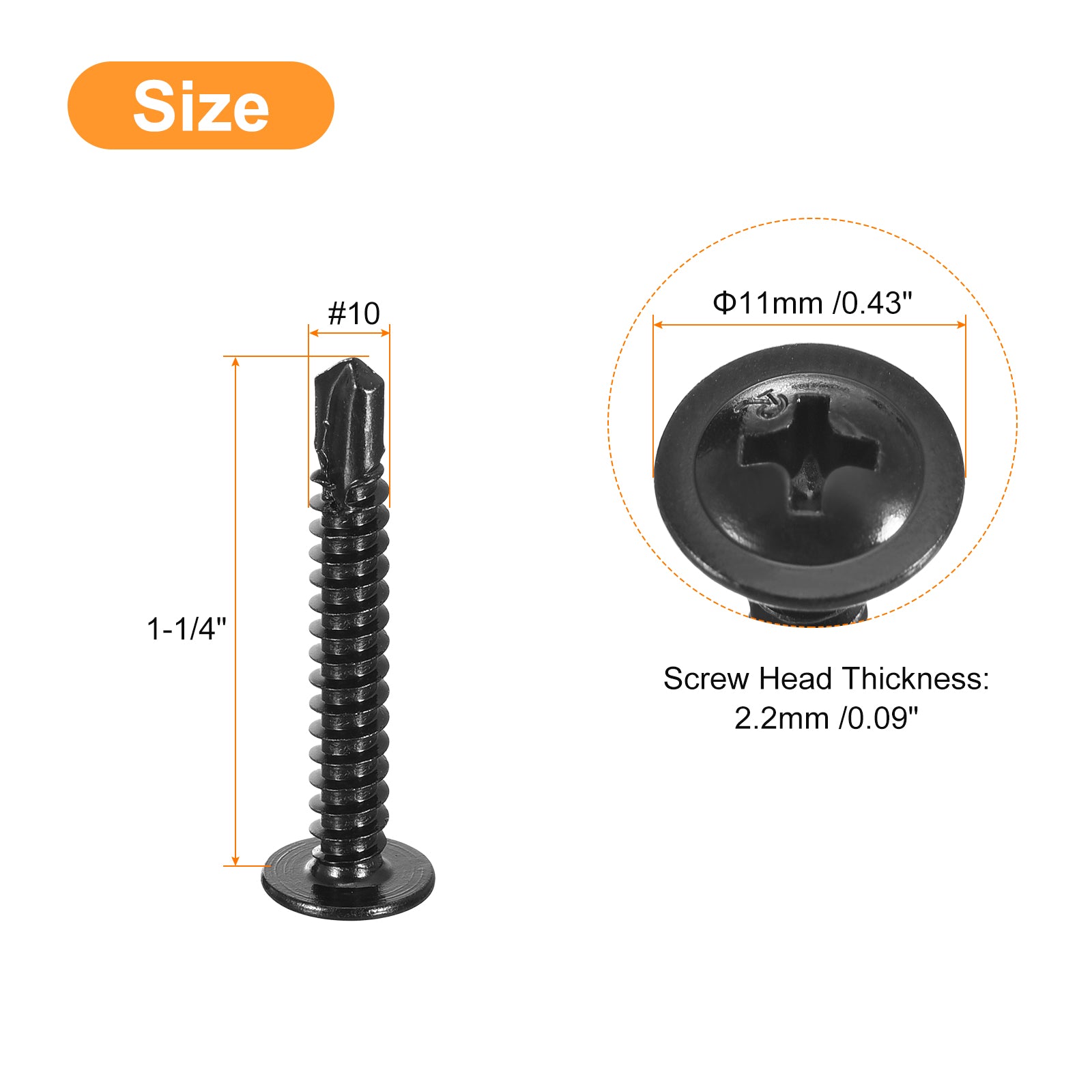 Uxcell Phillips Head Self Tapping Screws, 50pcs #10x1-1/4" Sheet Metal Screw | Harfington