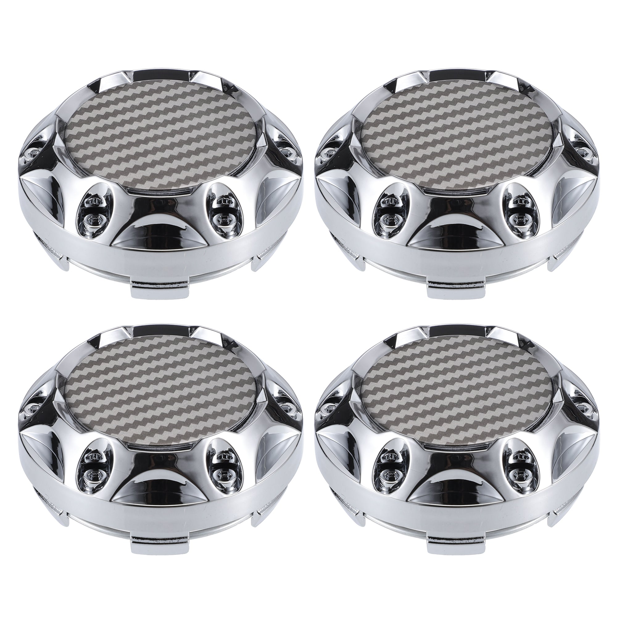 68mm Dia 6 Clips Wheel Tyre Center Hub Caps Covers for Car Carbon Fiber ...
