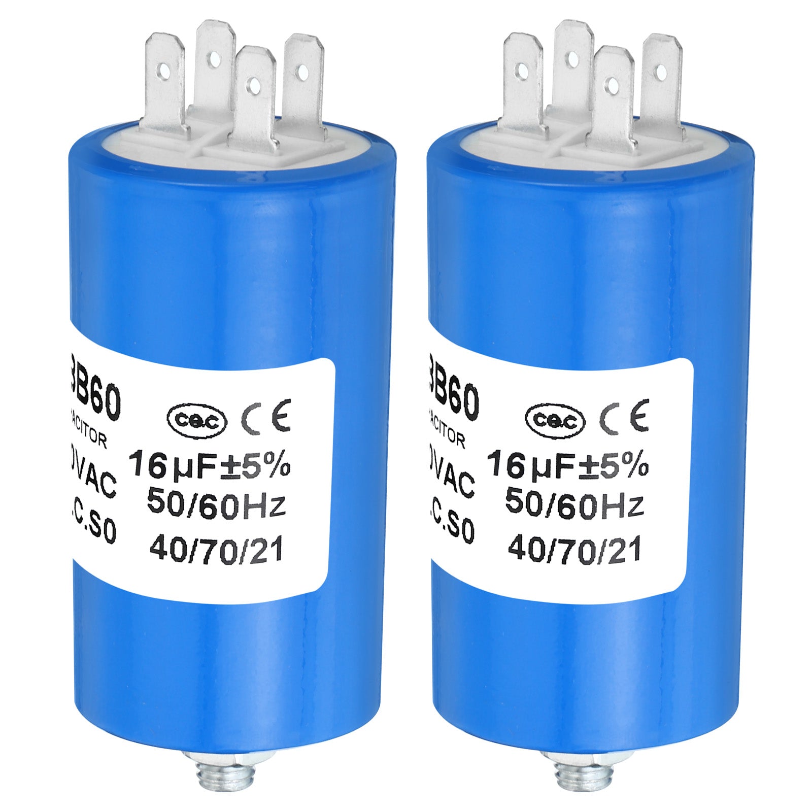 CBB60 16uf Running Capacitor,2Pcs AC250V 4Pin Cylinder Bottom with ...