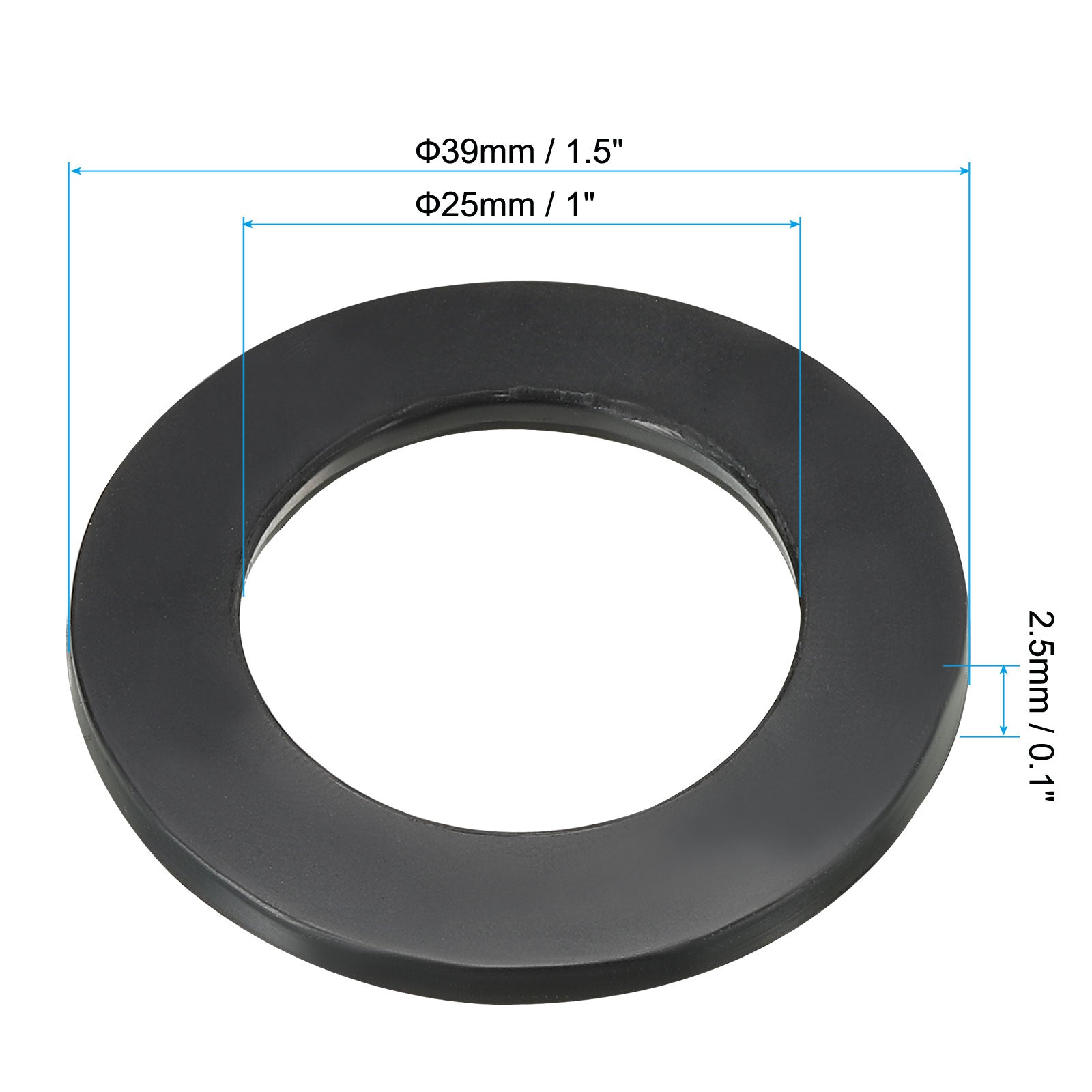 M25 Rubber Flat Washer, 40pcs 25mm ID 39mm OD 2.5mm Thick Sealing ...