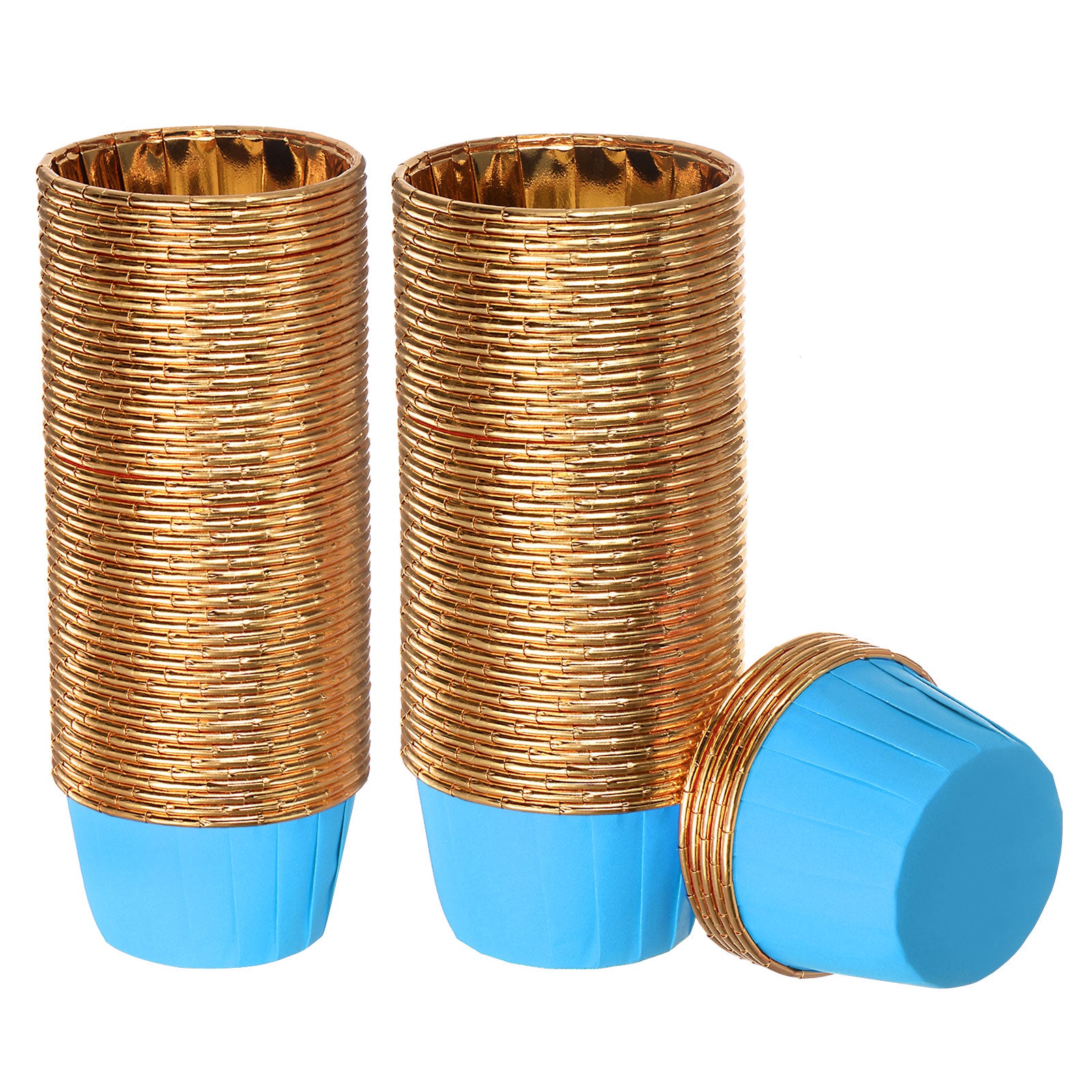 Blue Gold Cupcake Cups, 100pcs Aluminum Foil Standard Cupcake Liners ...