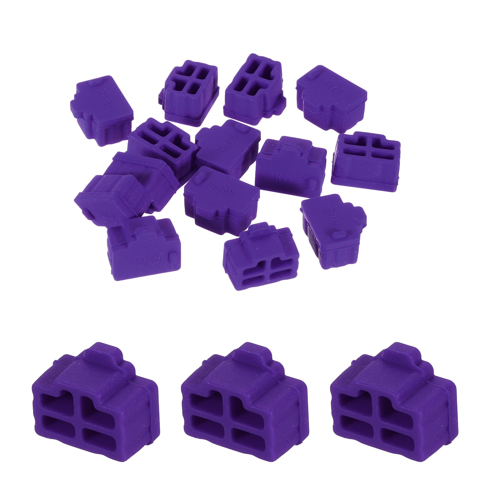 RJ45 Port Duct Covers Caps Silicone for RJ45 Female End, Purple 25pcs ...