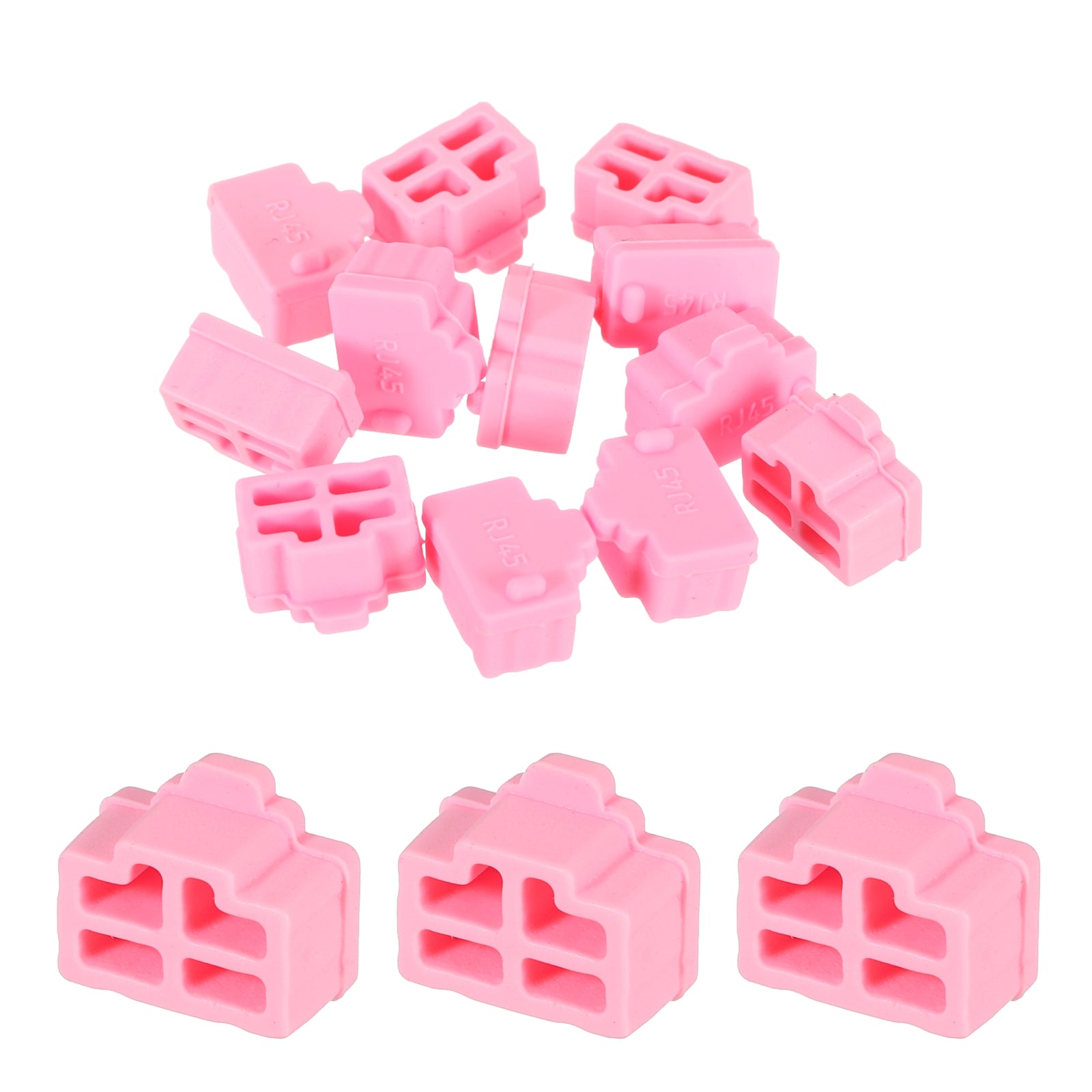 RJ45 Port Duct Covers Caps Silicone for RJ45 Female End, Pink 25pcs ...