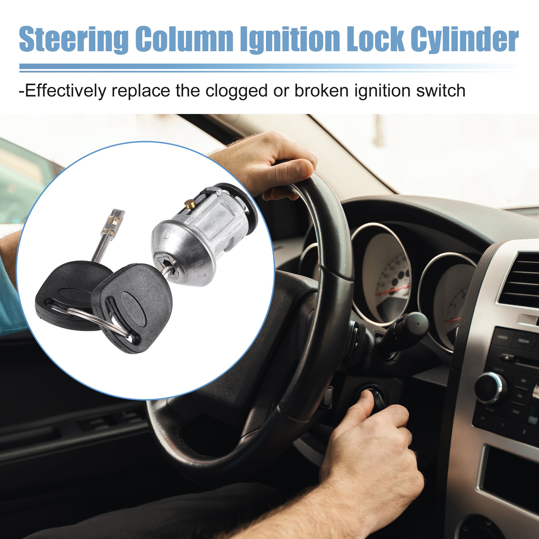 Uxcell Steering Column Ignition Lock Cylinder for Ford Transit Connect ...