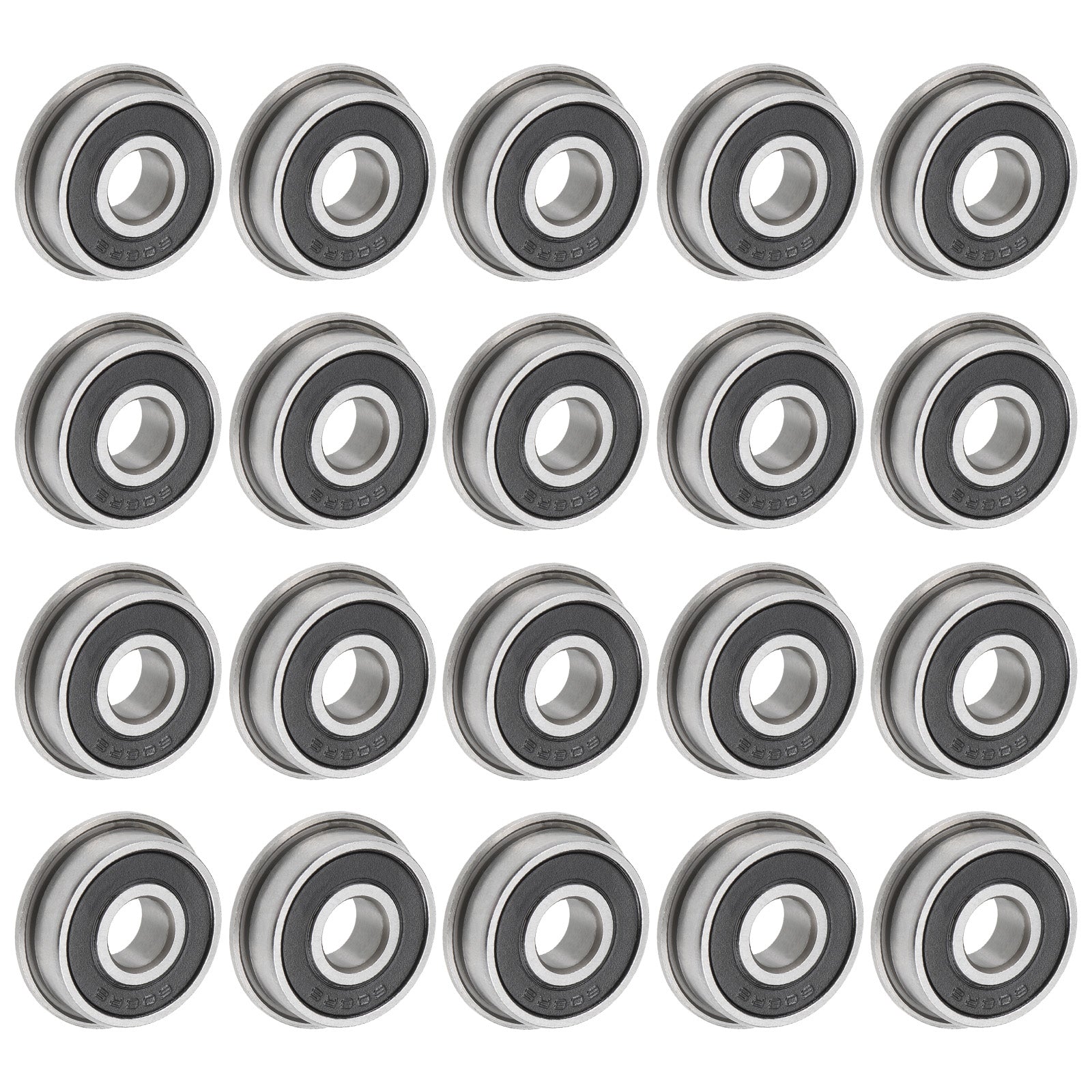Uxcell F608-2RS Flanged Ball Bearing 8x22x7mm Double Sealed Chrome ...