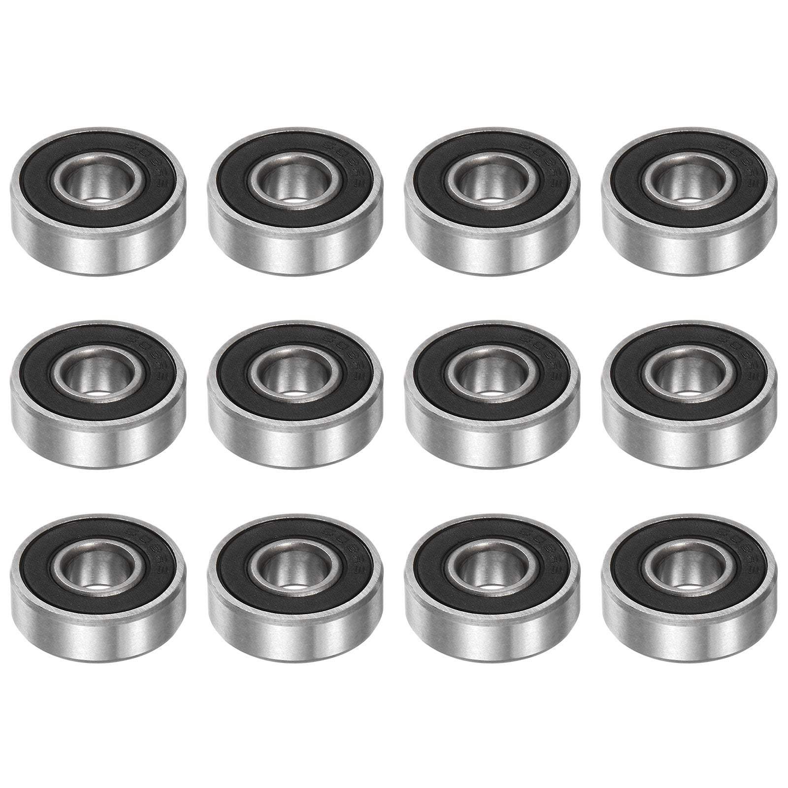 12pcs 608-2RS Ball Bearings 8x22x7mm High Carbon Steel Double Sealed ...