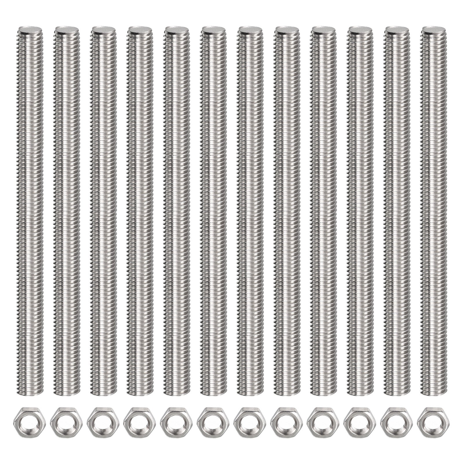12Pack M14 x 200mm Fully Threaded Rod W 12Pack Hex Nuts, 2mm Thread ...