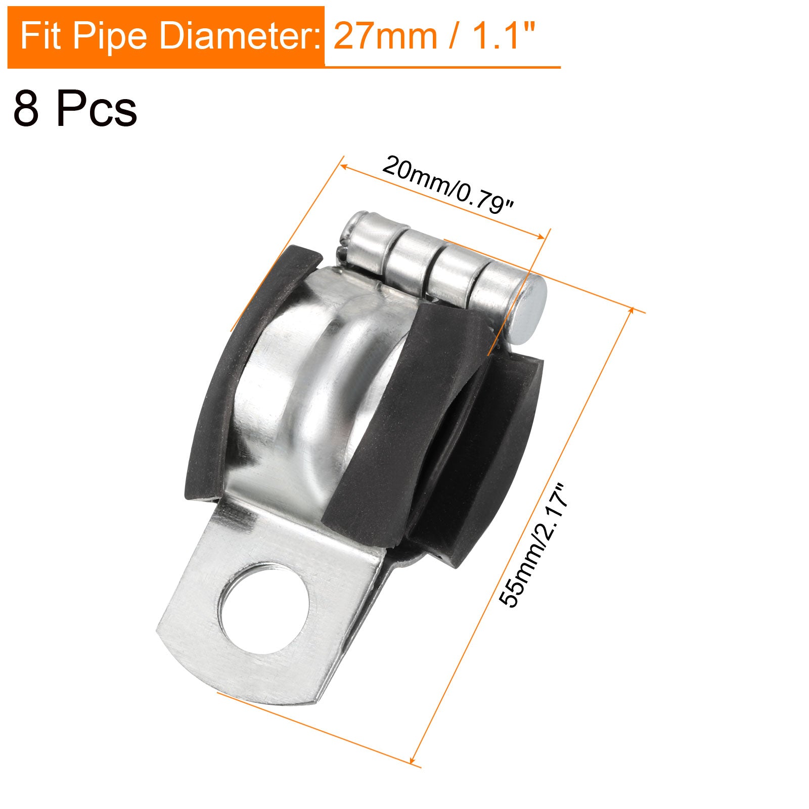 Uxcell 8Pcs Split Ring Hanger Pipe Strap Rubber Cushion Pipe Support ...